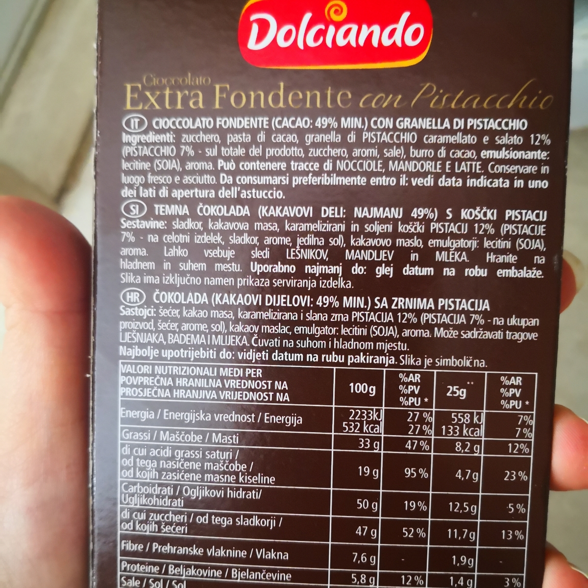 Cioccolato Extra Fondente Con Pistacchi from Dolciando - Vegan Product ...