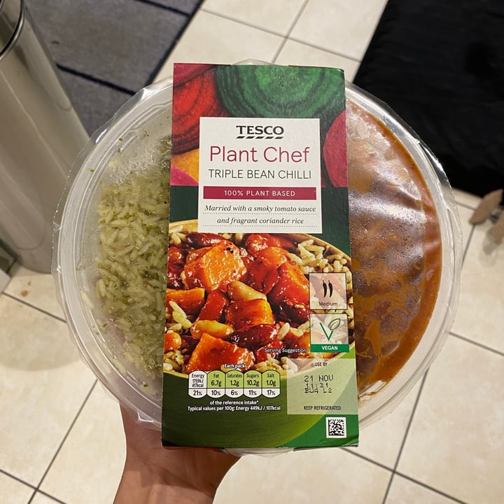 Tesco Plant chef triple bean chilli Review | abillion