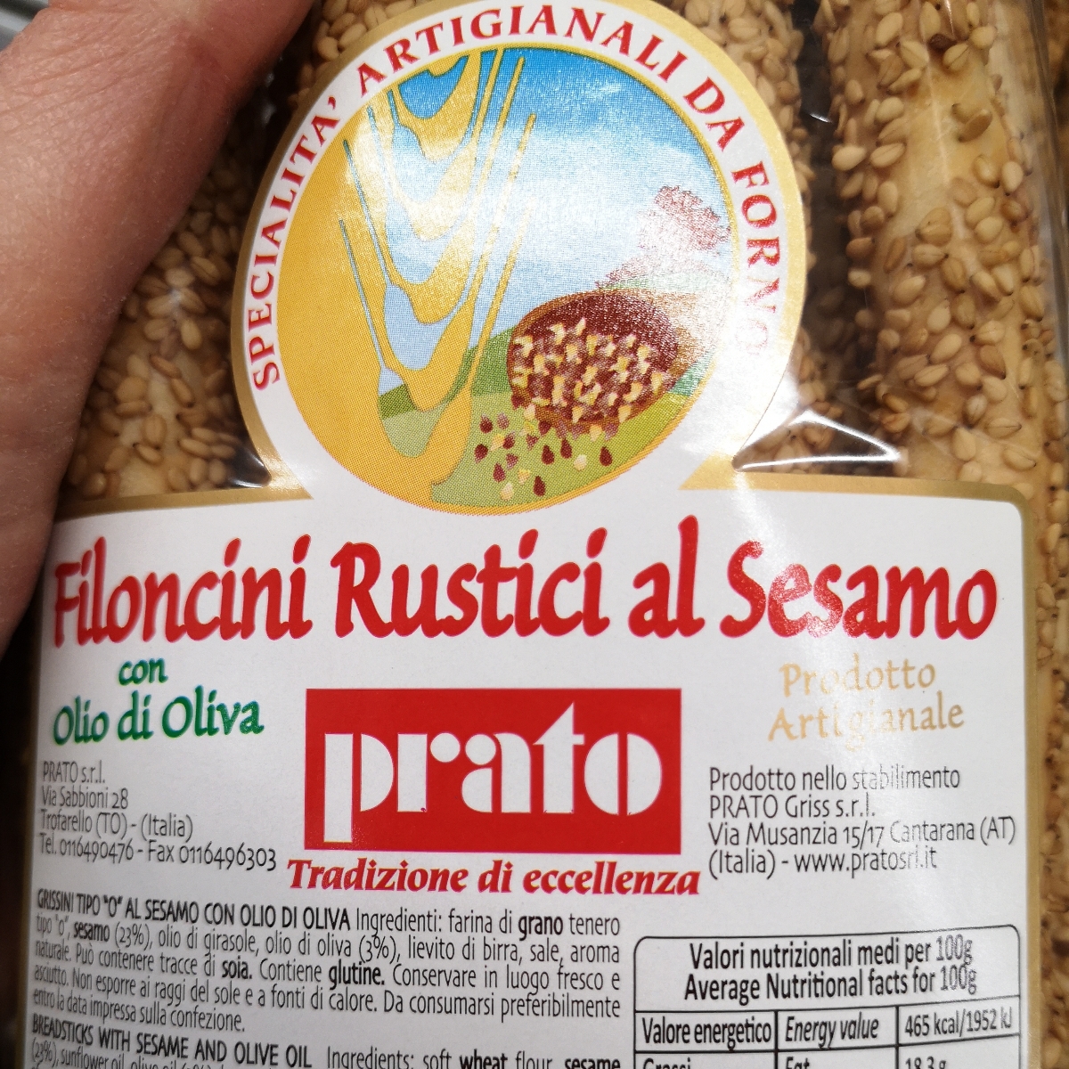 Filoncini rustici al sesamo from Prato griss - Vegan Product Reviews ...