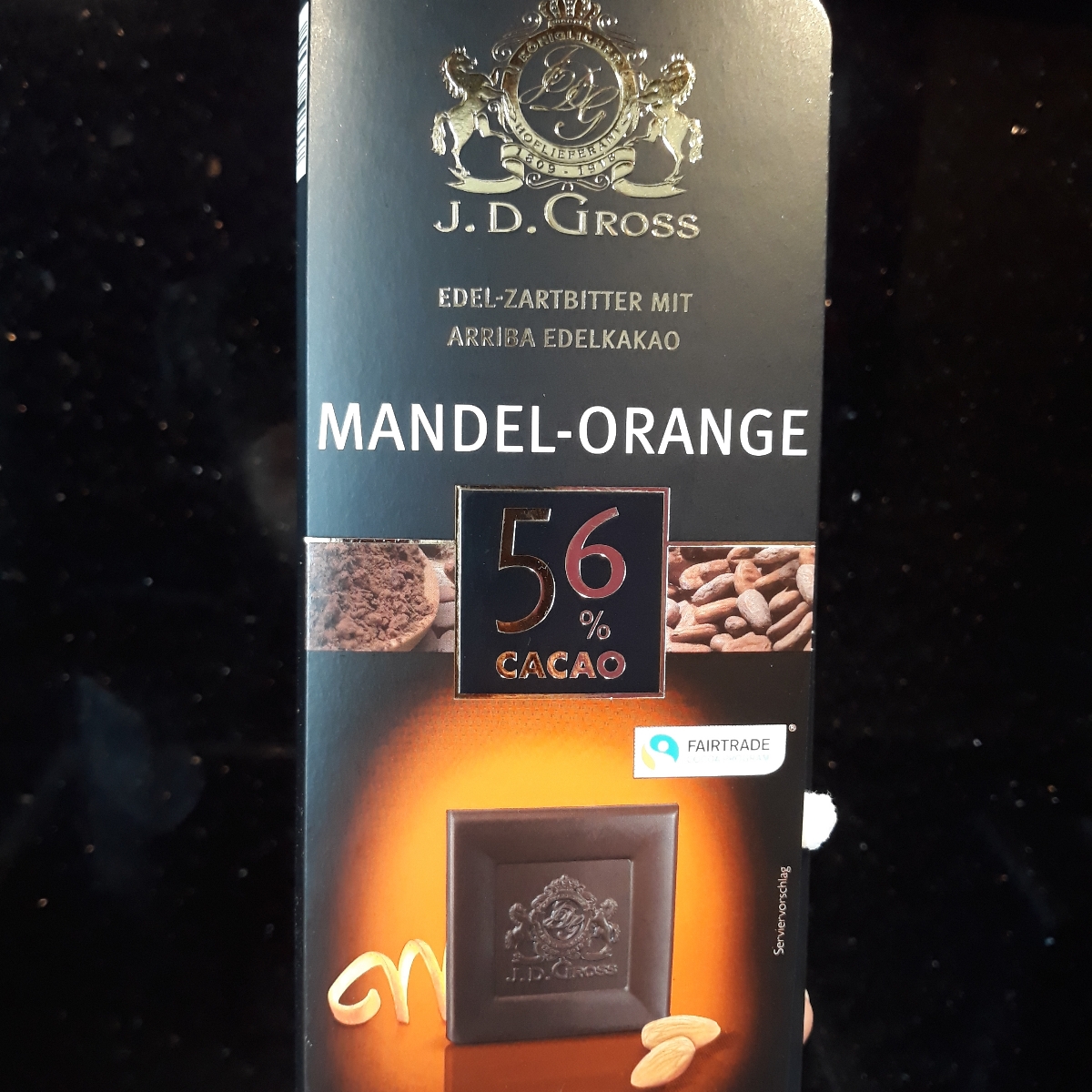 Cioccolato Mandel Orange 56% Cacao from J. D. Gross - Vegan Product ...