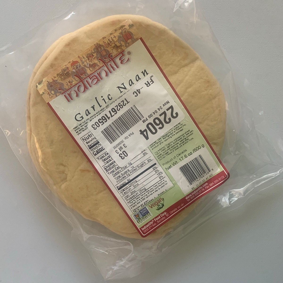 Garlic Naan from Indian Life - Vegan Product Reviews & Ratings | abillion