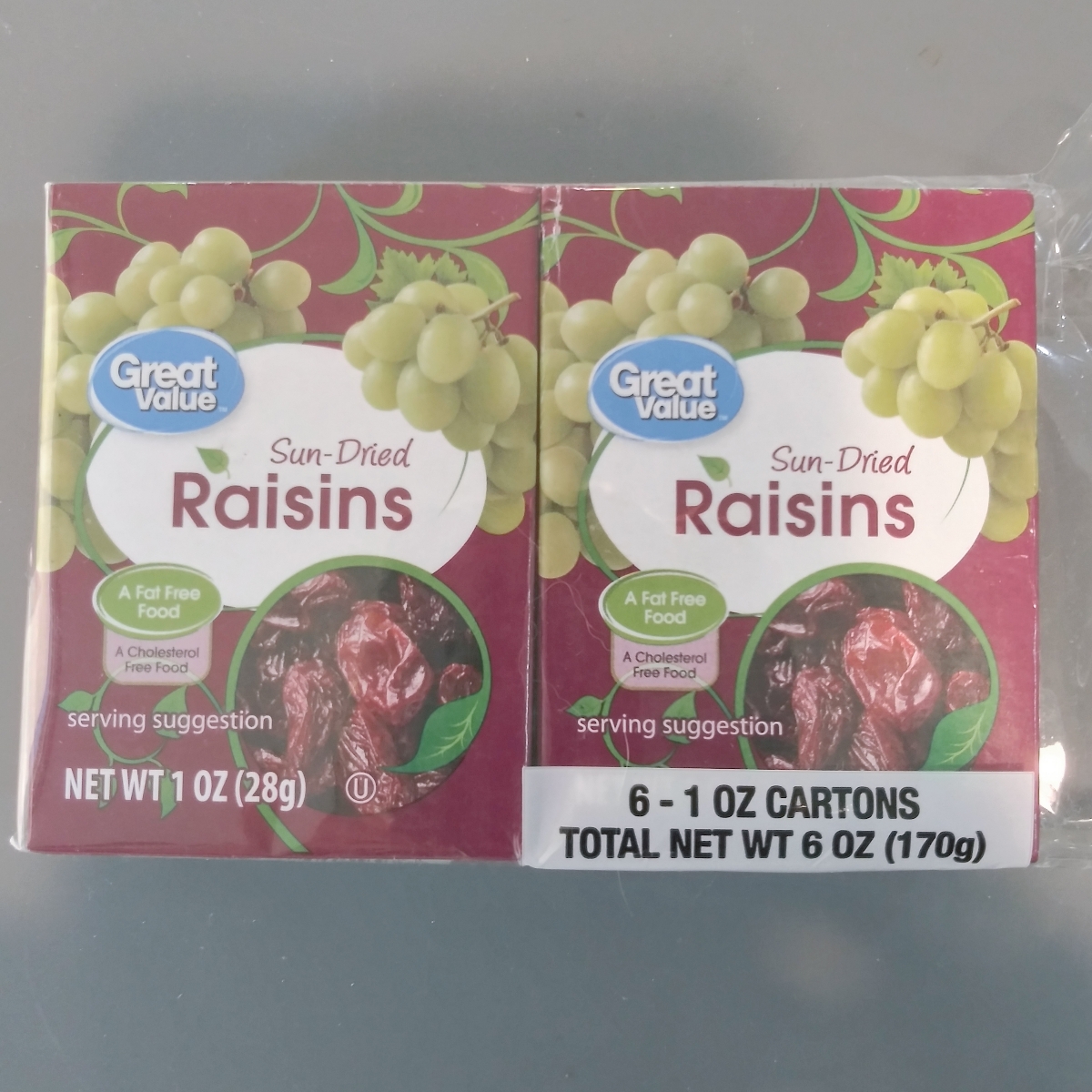 Raisins 6 Pack Cartons from Great Value - Vegan Product Reviews ...