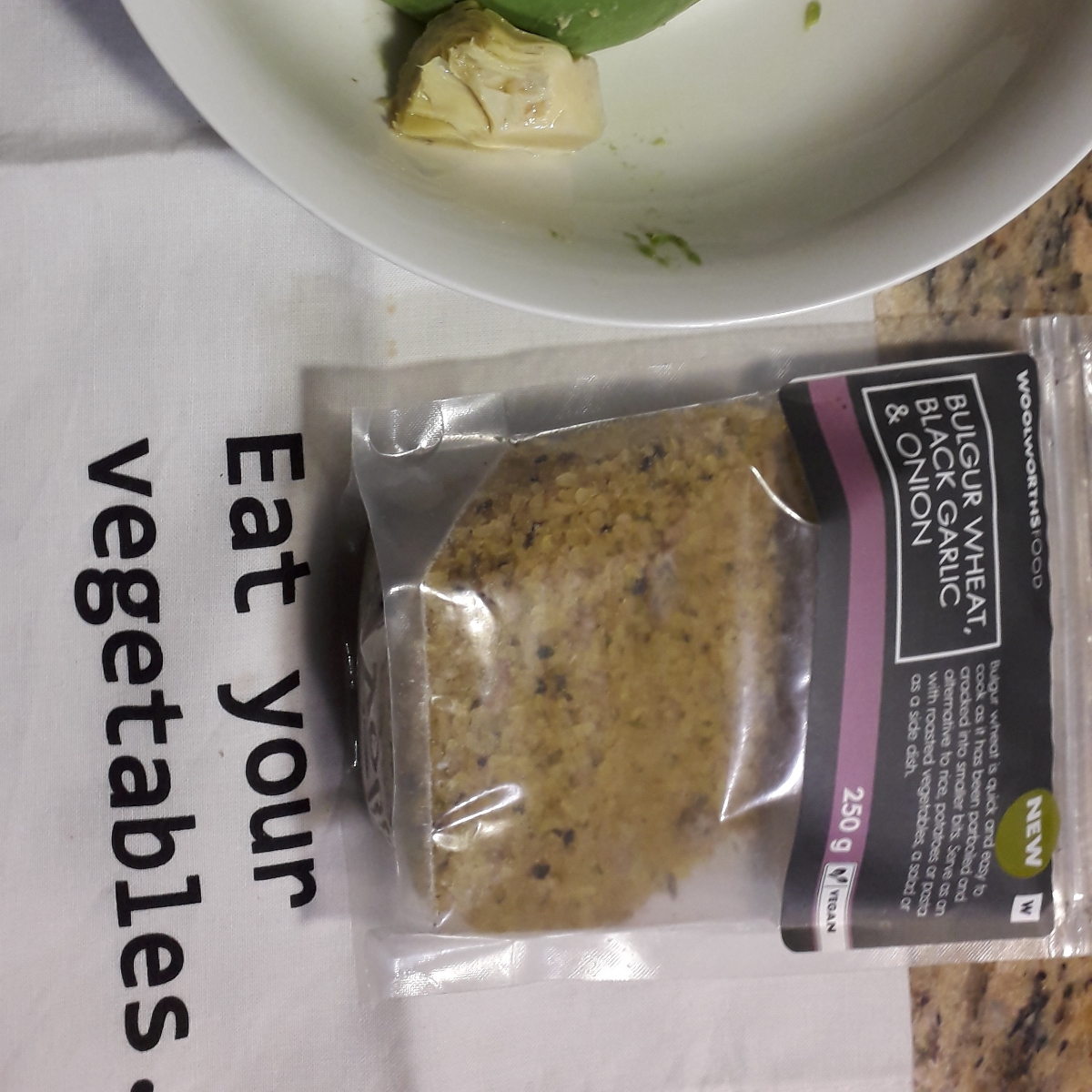 Bulgar wheat, black garlic and onion from Woolworths - Vegan Product ...