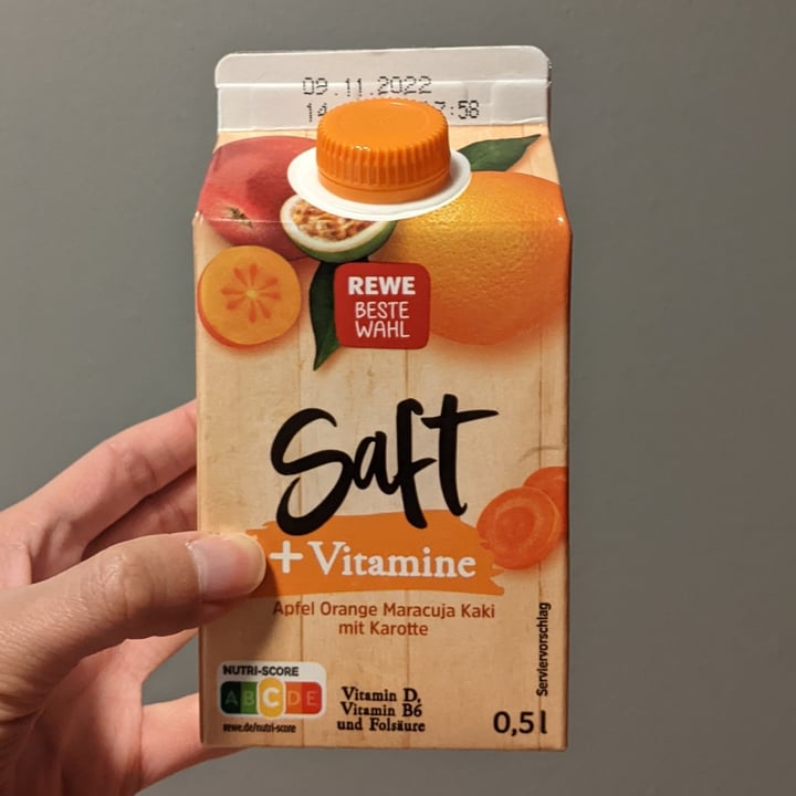 REWE Beste Wahl Apfel Orange Maracuja Kaki mit Karotte Saft Review ...