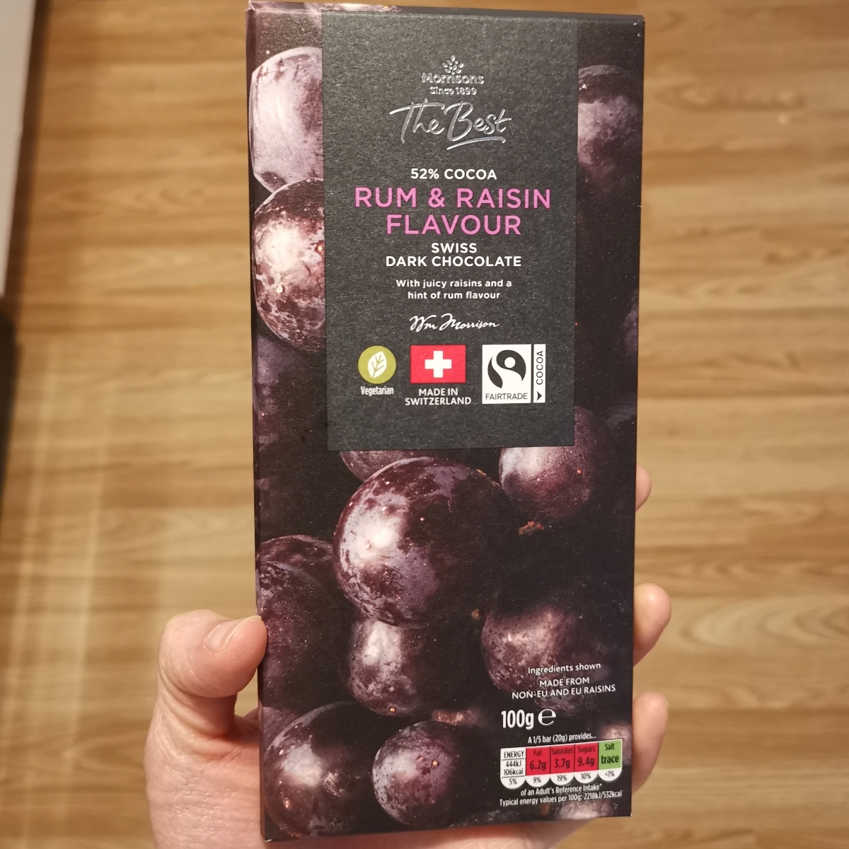 Rum & raisin Swiss chocolate from Morrisons - Vegan Product Reviews ...