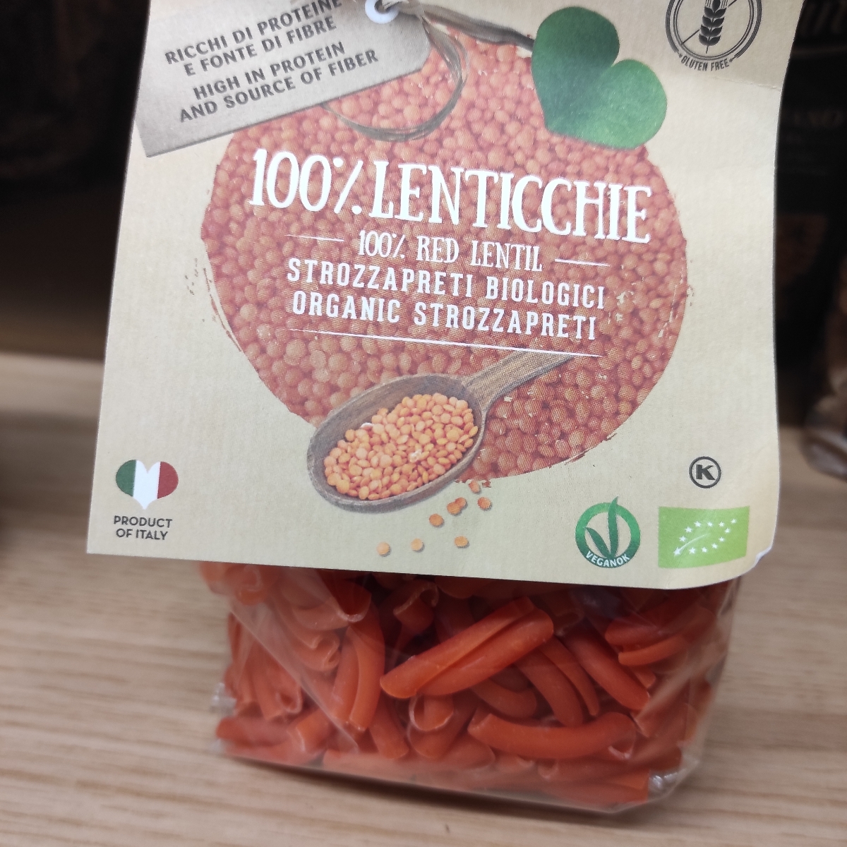 Strozzapreti de lentejas rojas from Dalla costa - Vegan Product Reviews ...