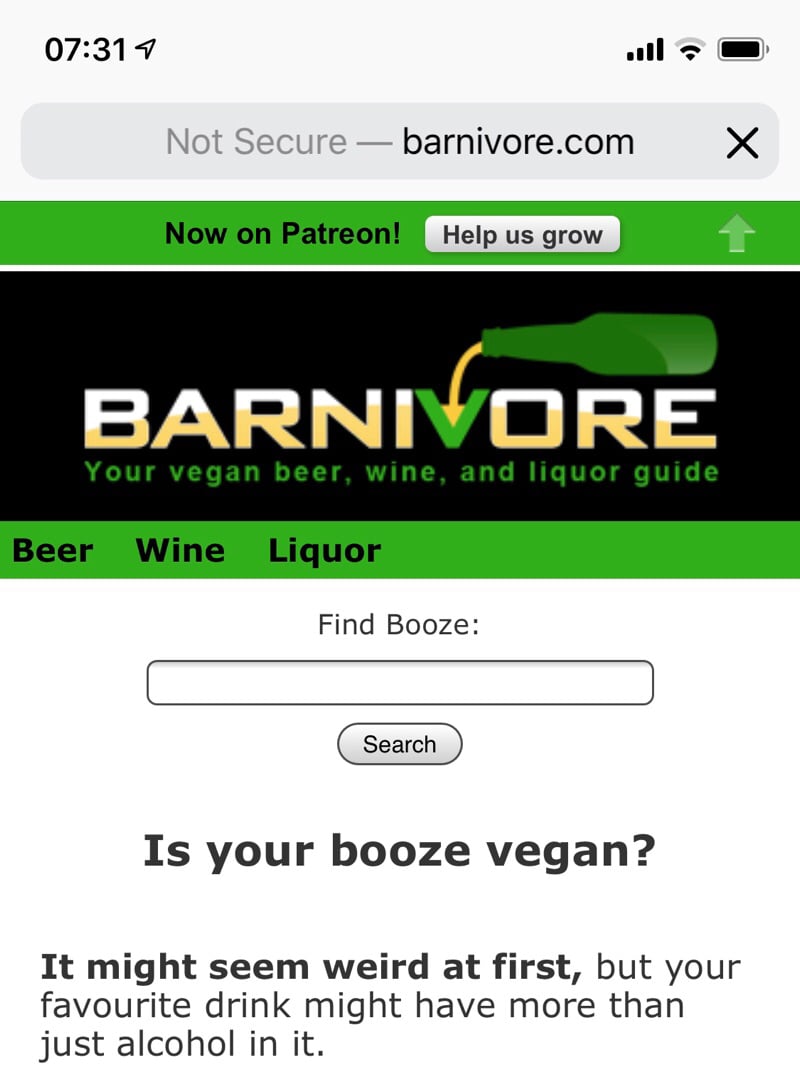 Website from Barnivore - check your alcohol - Vegan Product Reviews ...