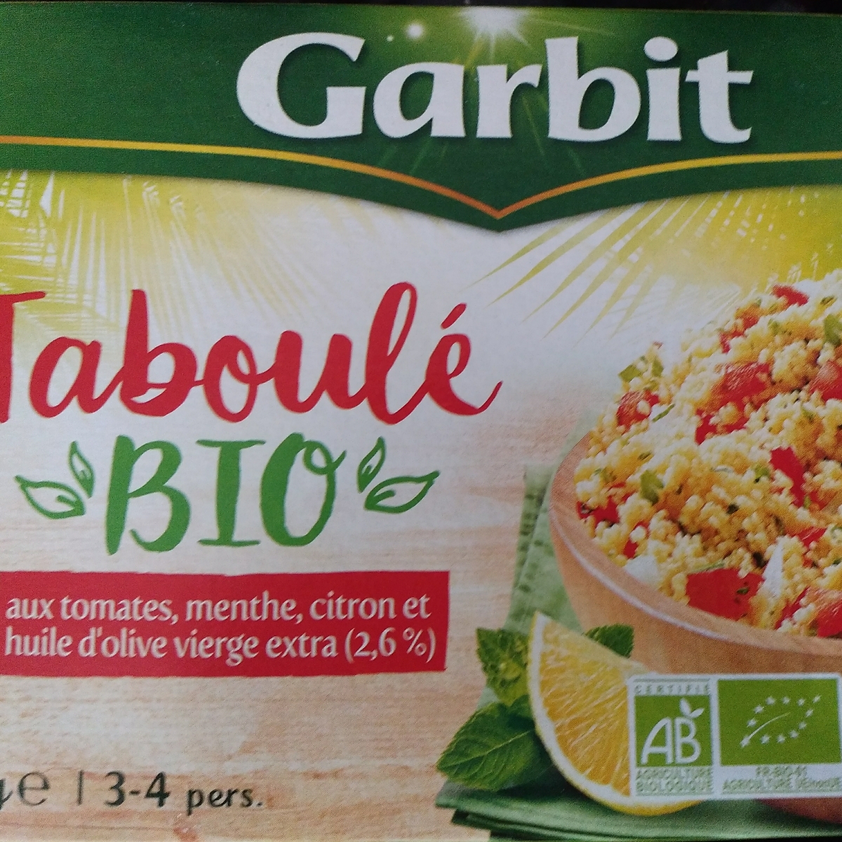 Taboulé bio from Garbit - Vegan Product Reviews & Ratings | abillion