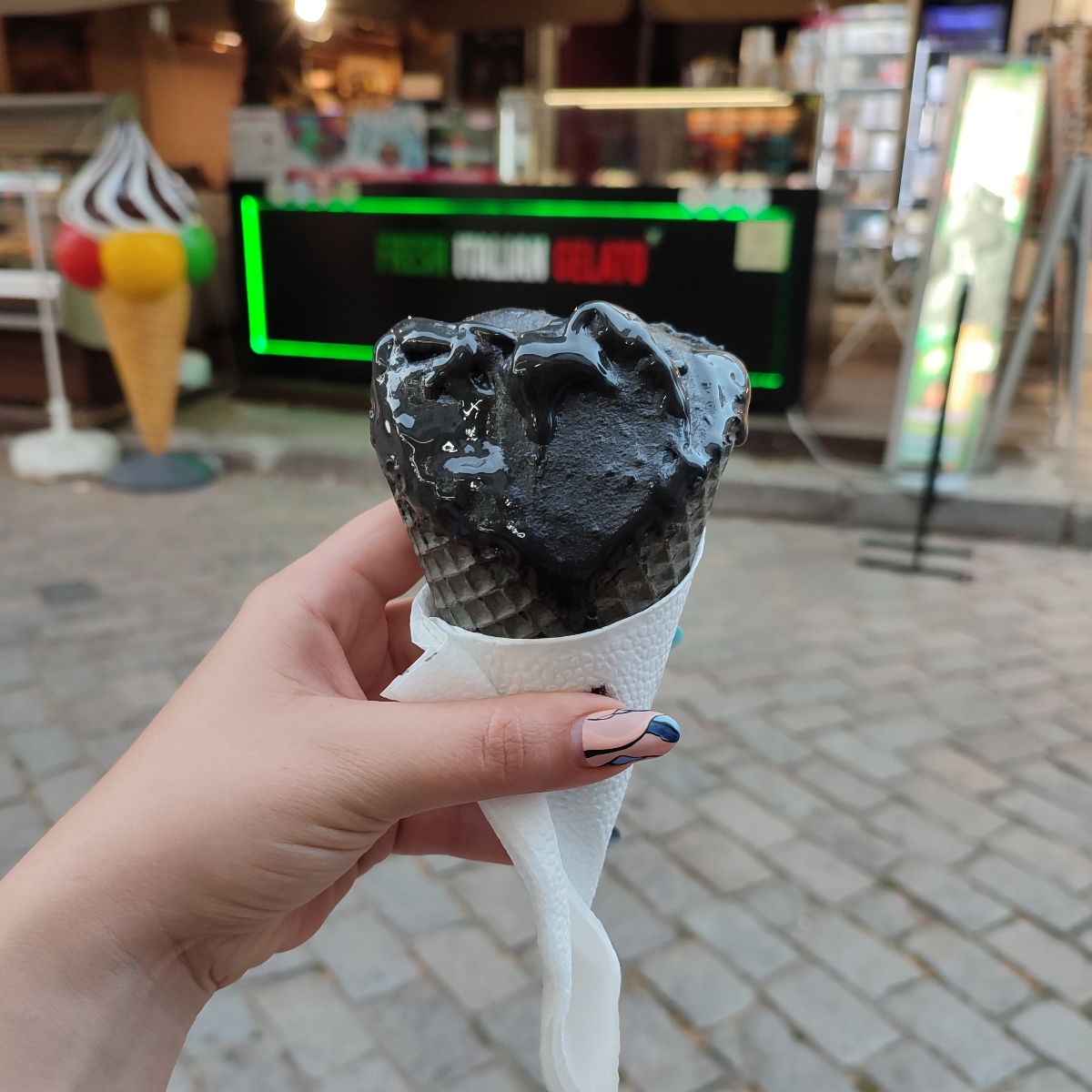 Black Hawaii Ice Cream at Fresh italian gelato, Sozopol - Vegan Dish ...