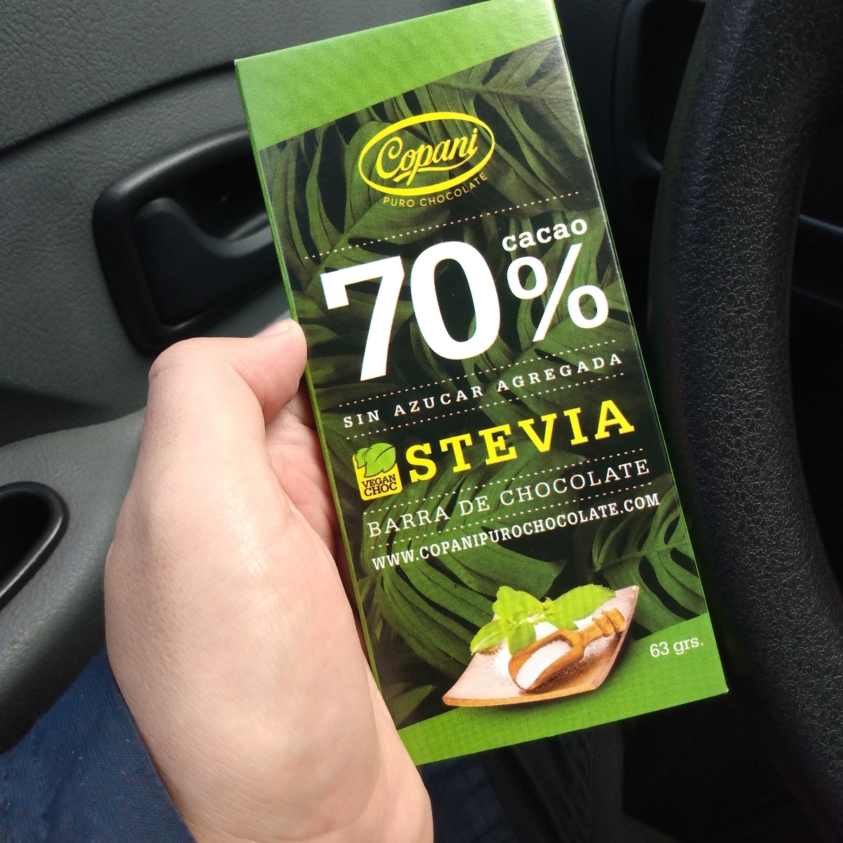 Barra de chocolate 70% cacao endulzada con stevia from Copani - Vegan ...
