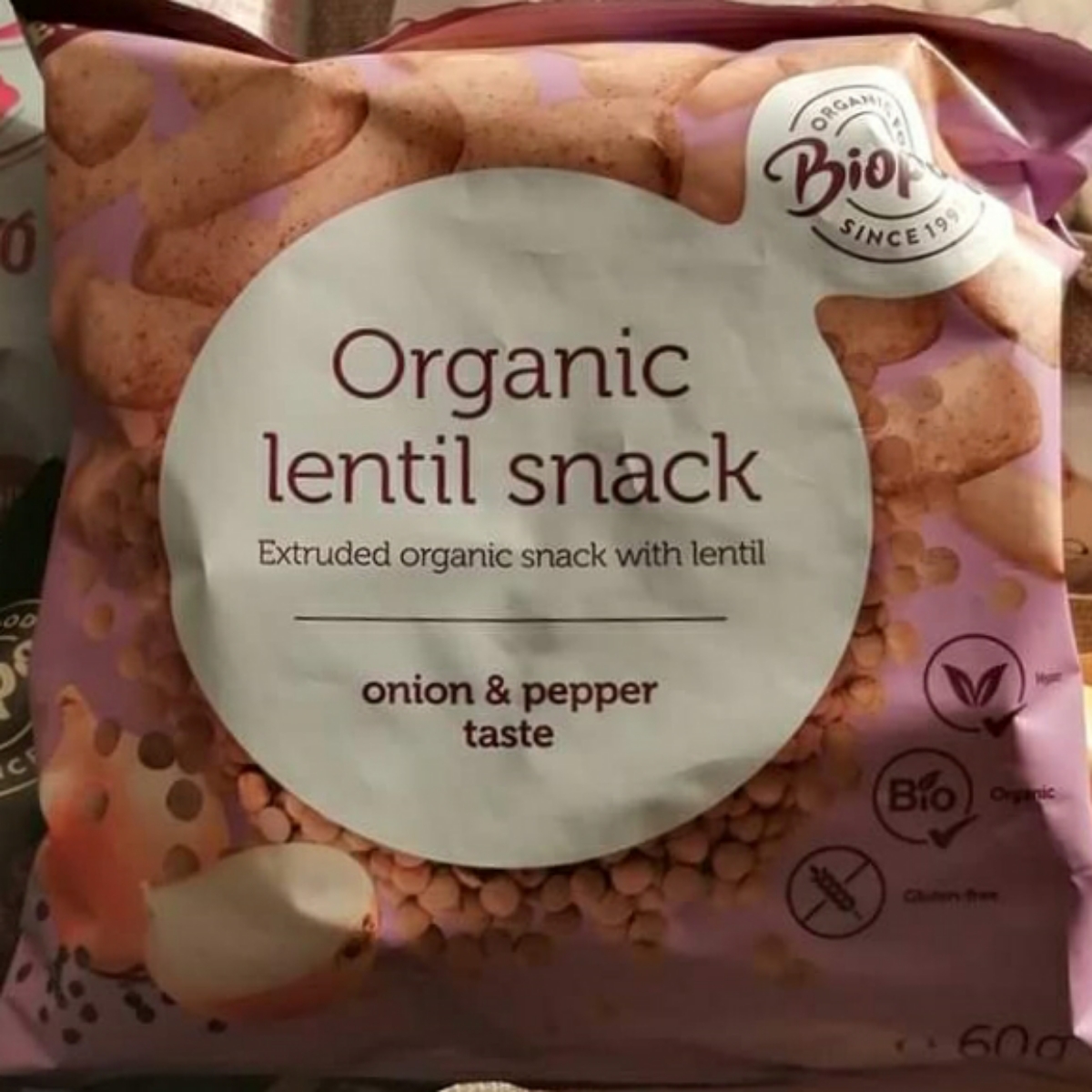 Organic lentil snack with onion and pepper from Biopont - Vegan Product ...