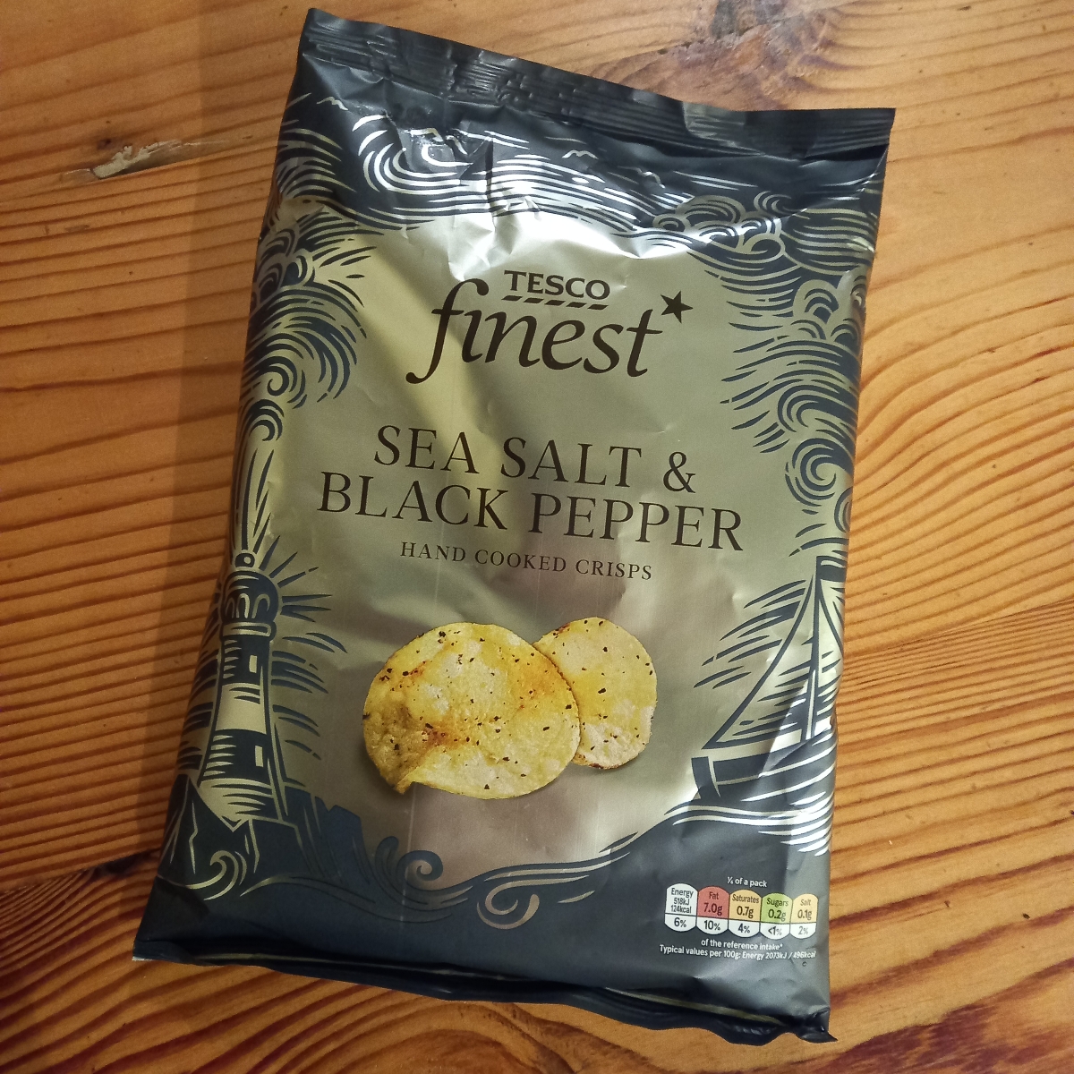Sea salt & black pepper hand cooked crisps from Tesco - Vegan Product ...