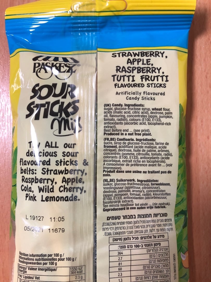 Sour Sticks Mix from Paskesz - Vegan Product Reviews & Ratings | abillion