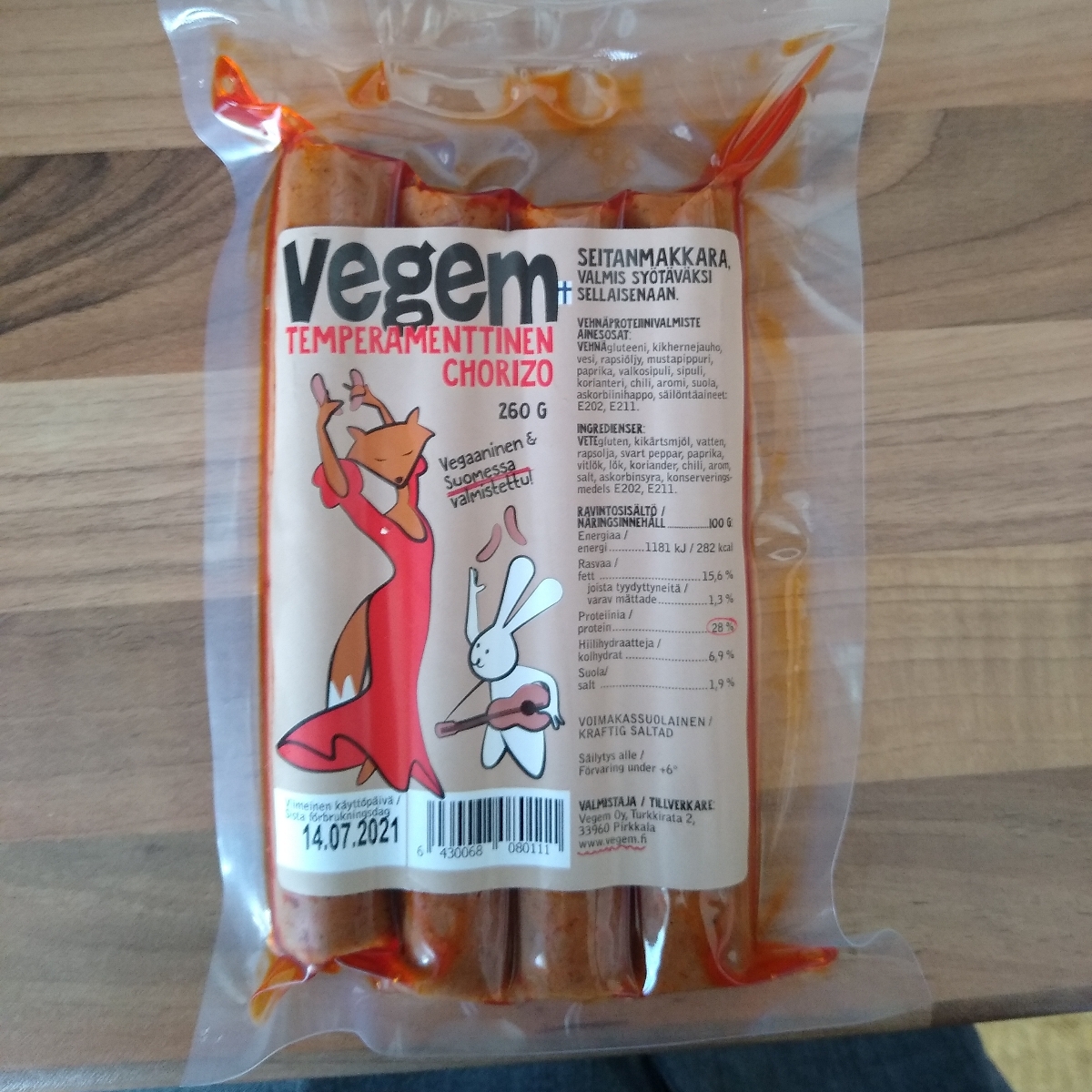 Temperamenttinen Chorizo from Vegem - Vegan Product Reviews & Ratings ...