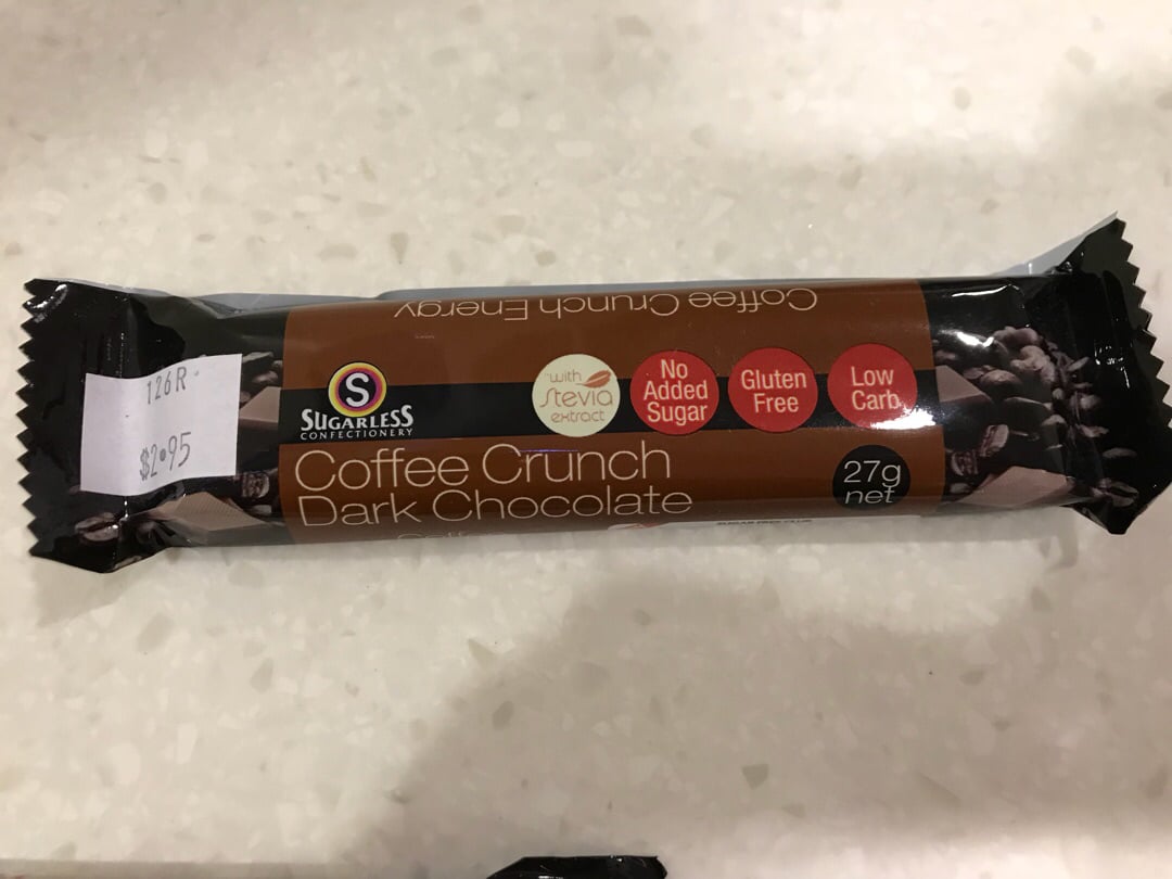 Coffee crunch dark chocolate from Sugarless Confectionery - Vegan ...