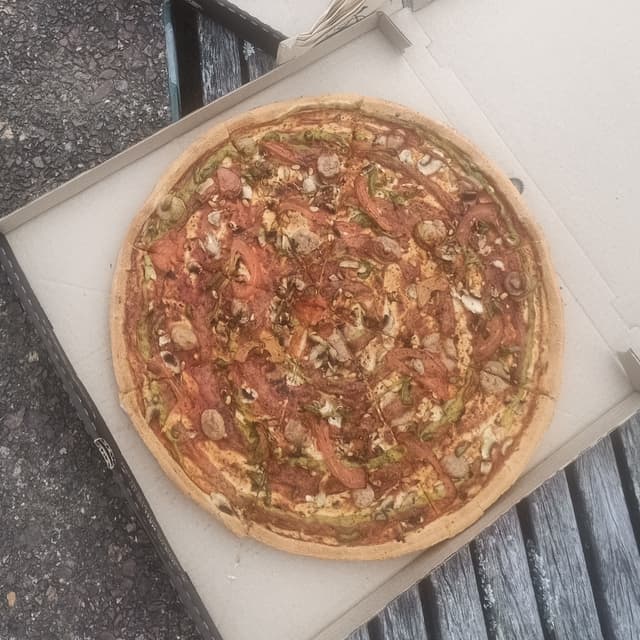 Sinister Pizza Stretched Thin Crust at Hell Pizza, Auckland - Vegan ...