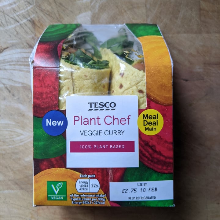 Tesco Plant Chef Veggie curry wrap Review | abillion