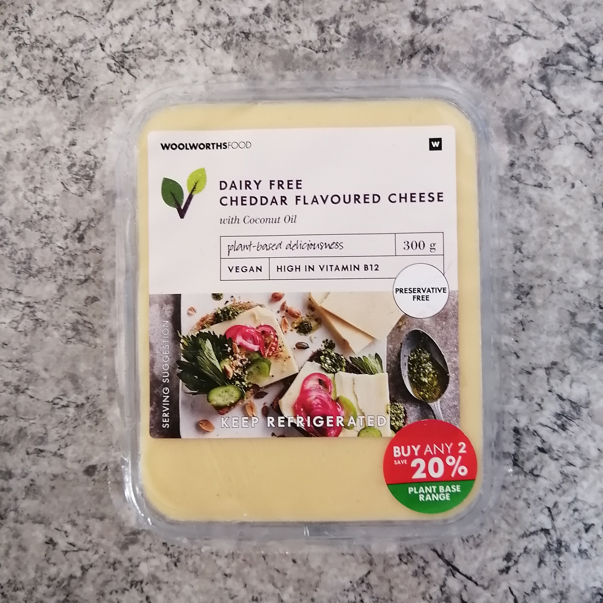 Woolworths Dairy Free Cheddar Flavoured Cheese from Woolworths - Vegan ...