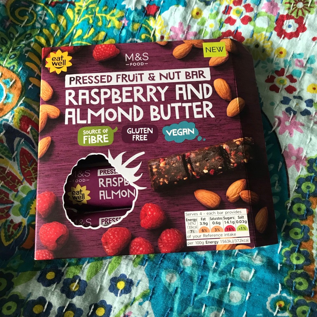 Raspberry and almond butter pressed fruit & nut bar from Marks ...