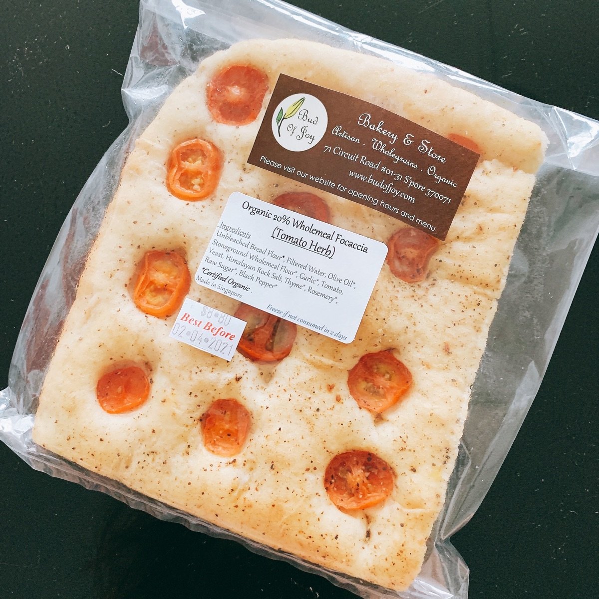 Organic Wholemeal Focaccia Bread from Bud of joy - Vegan Product ...