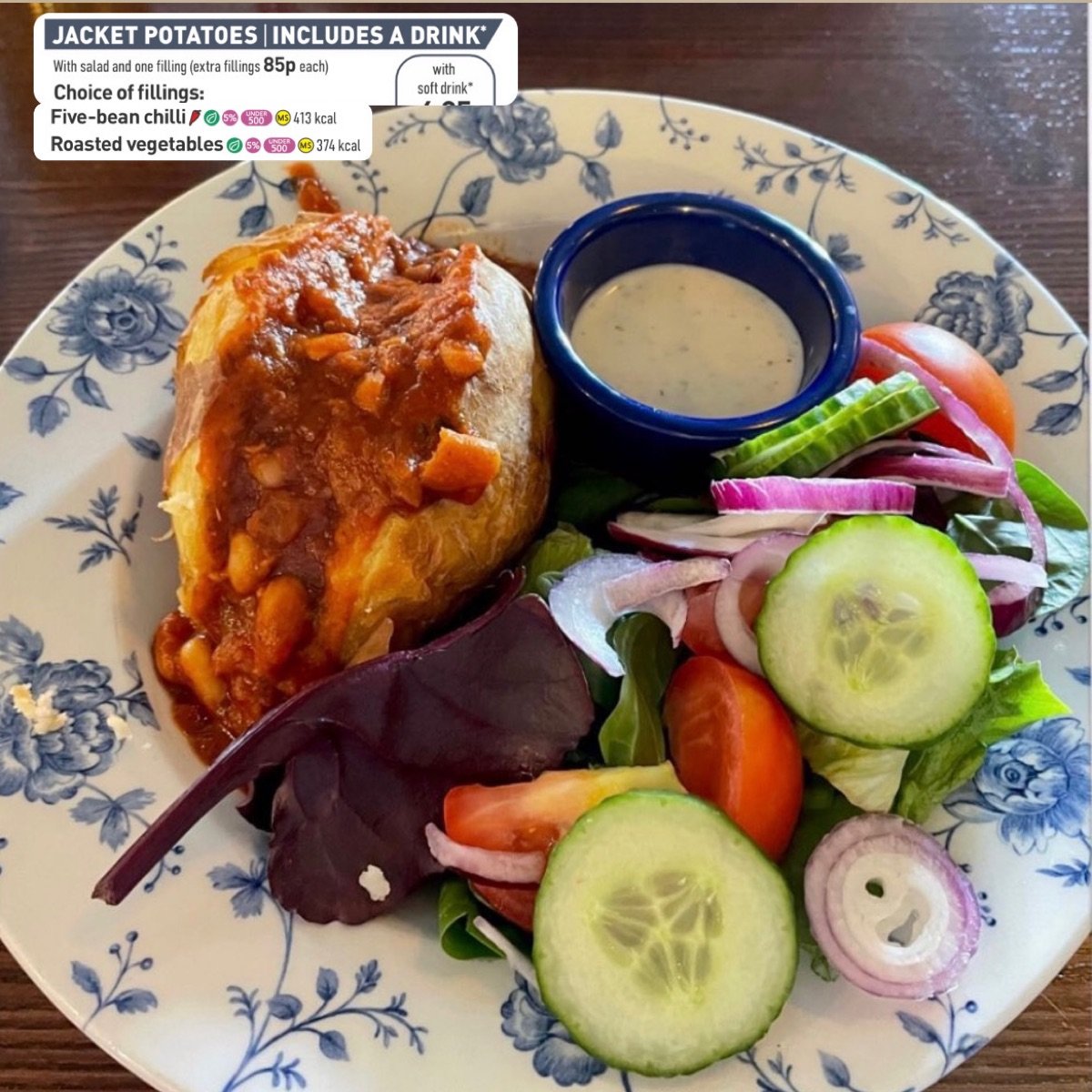 Five-bean Chilli Jacket Potato at The Moon Under Water - JD Wetherspoon ...