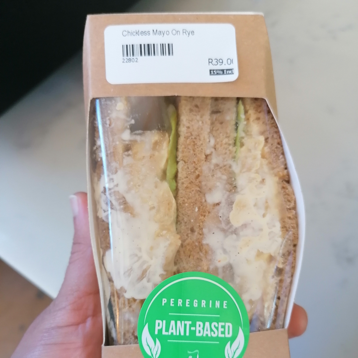 Chickless mayo sandwich from Peregrine Farmstall - Vegan Product ...