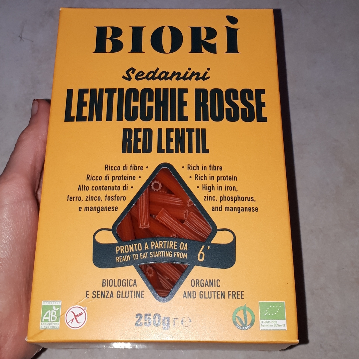 Biori' Sedanini di Lenticchie Rosse Bio from Biori - Vegan Product ...