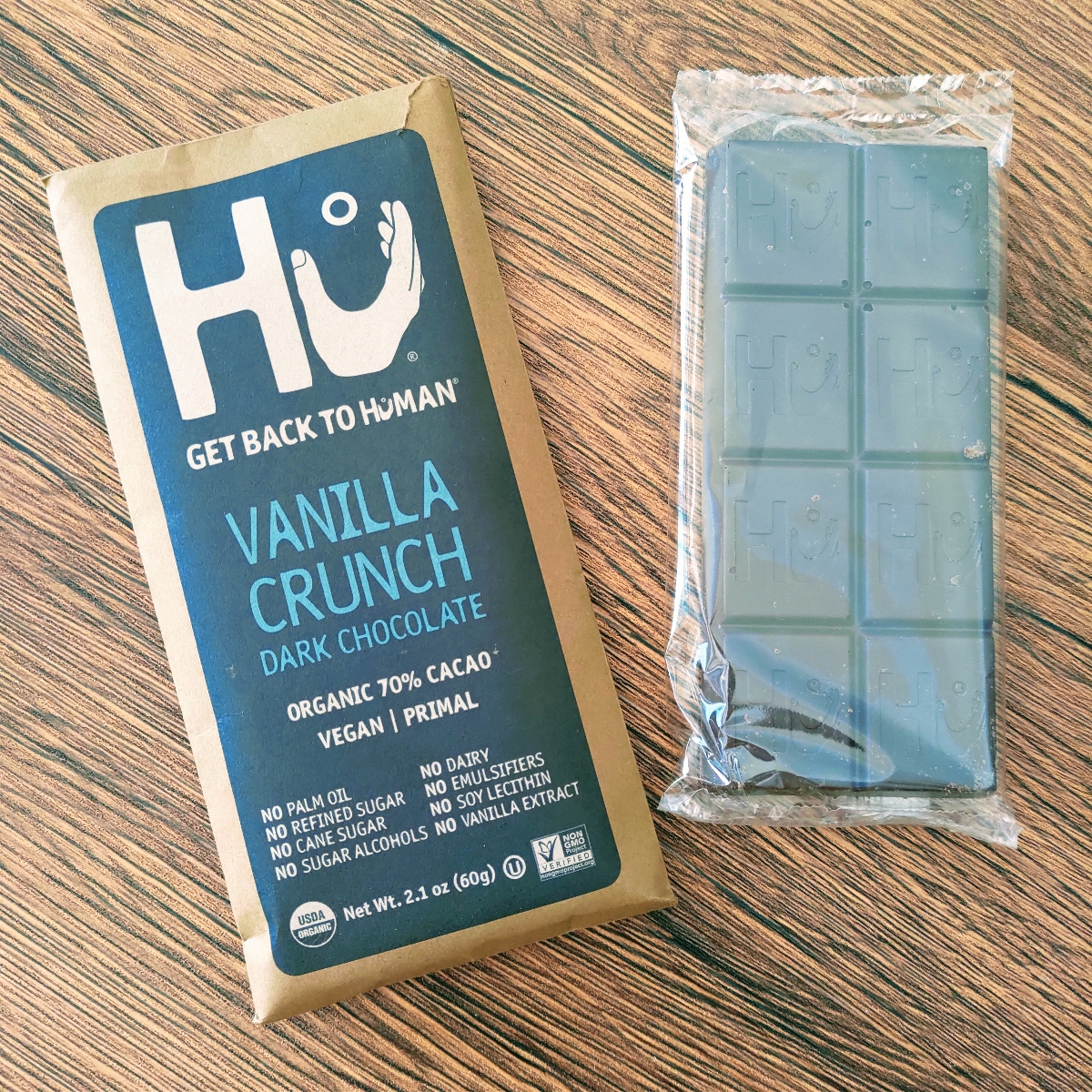 Vanilla crunch dark chocolate from Hu Kitchen - Vegan Product Reviews ...