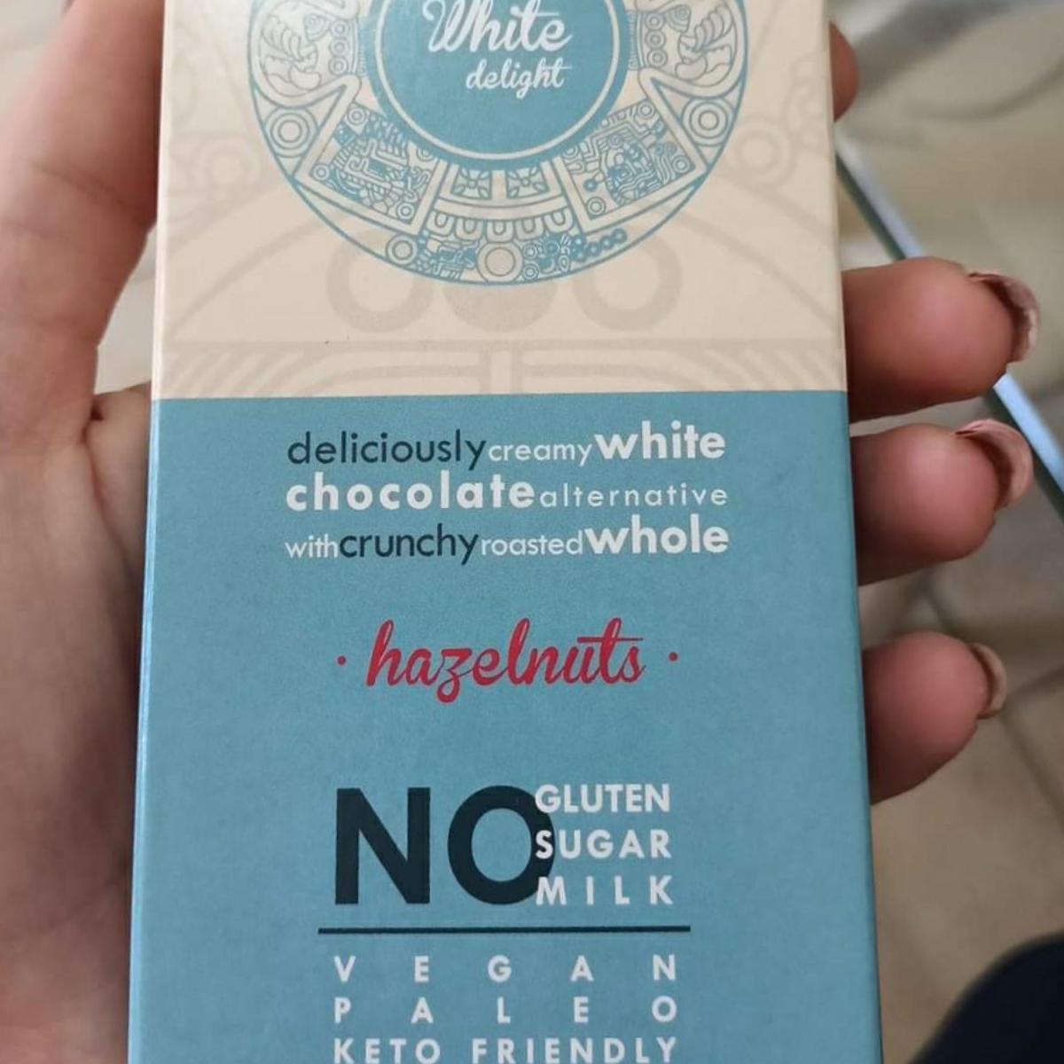White chocolate with hazelnuts from White delight - Vegan Product ...