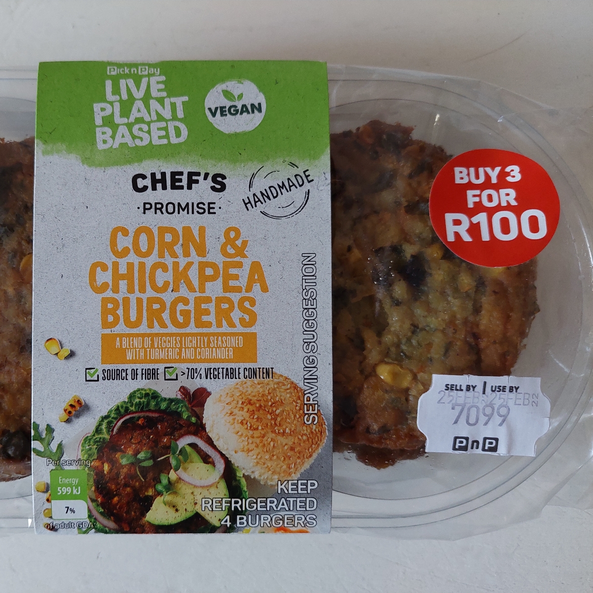 Corn & Chickpea Burgers from Pick n Pay - Vegan Product Reviews & Ratings | abillion