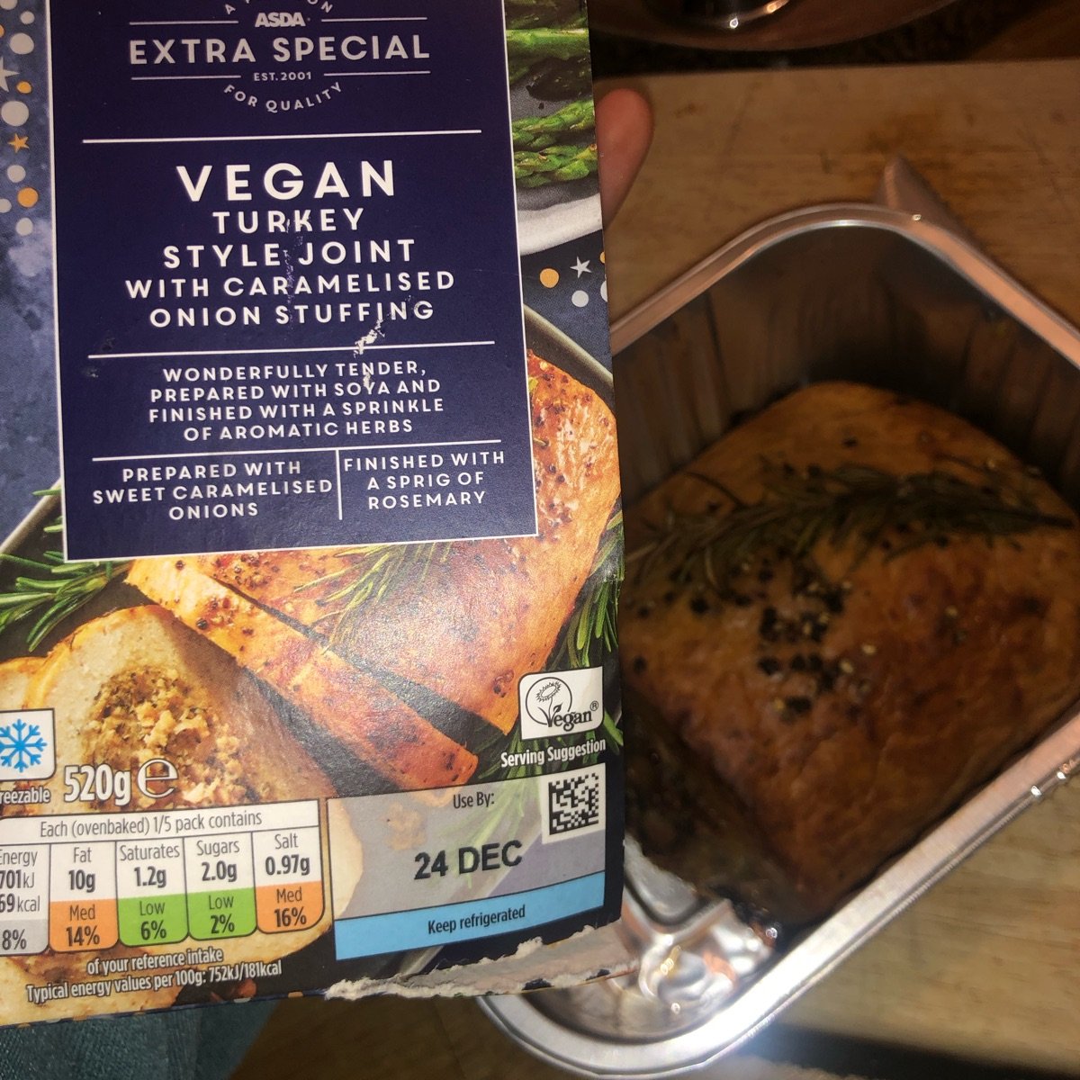 Extra special vegan turkey style joint with caramelised onion stuffing ...