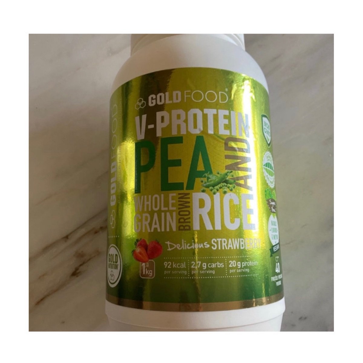 V-Protein (Pea and Rice) - Strawberry Flavor from Gold Food - Vegan ...
