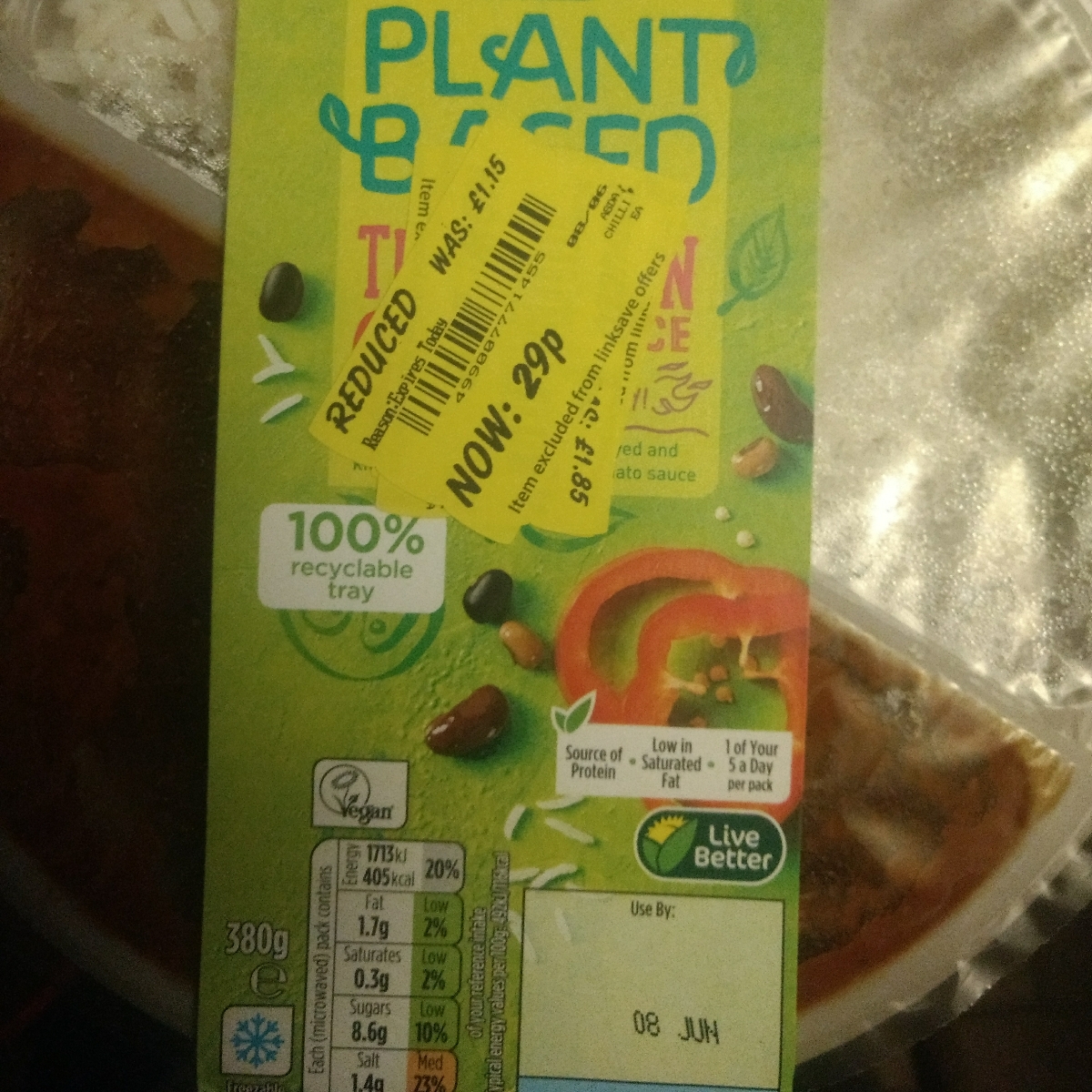 Three Bean Chilli & Rice from Asda Plant Based - Vegan Product Reviews ...