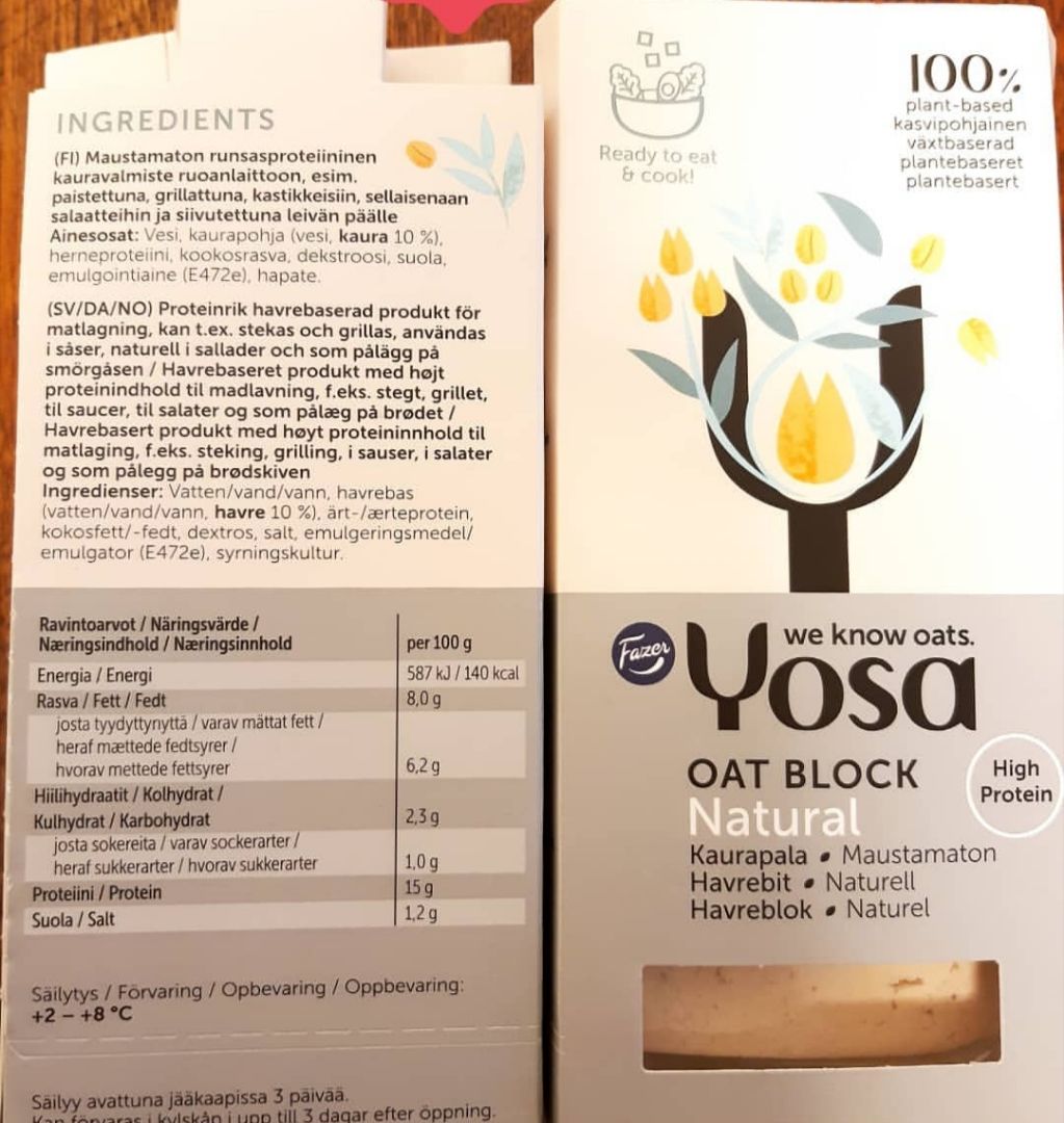 Yosa Oat Block from Fazer - Vegan Product Reviews & Ratings | abillion