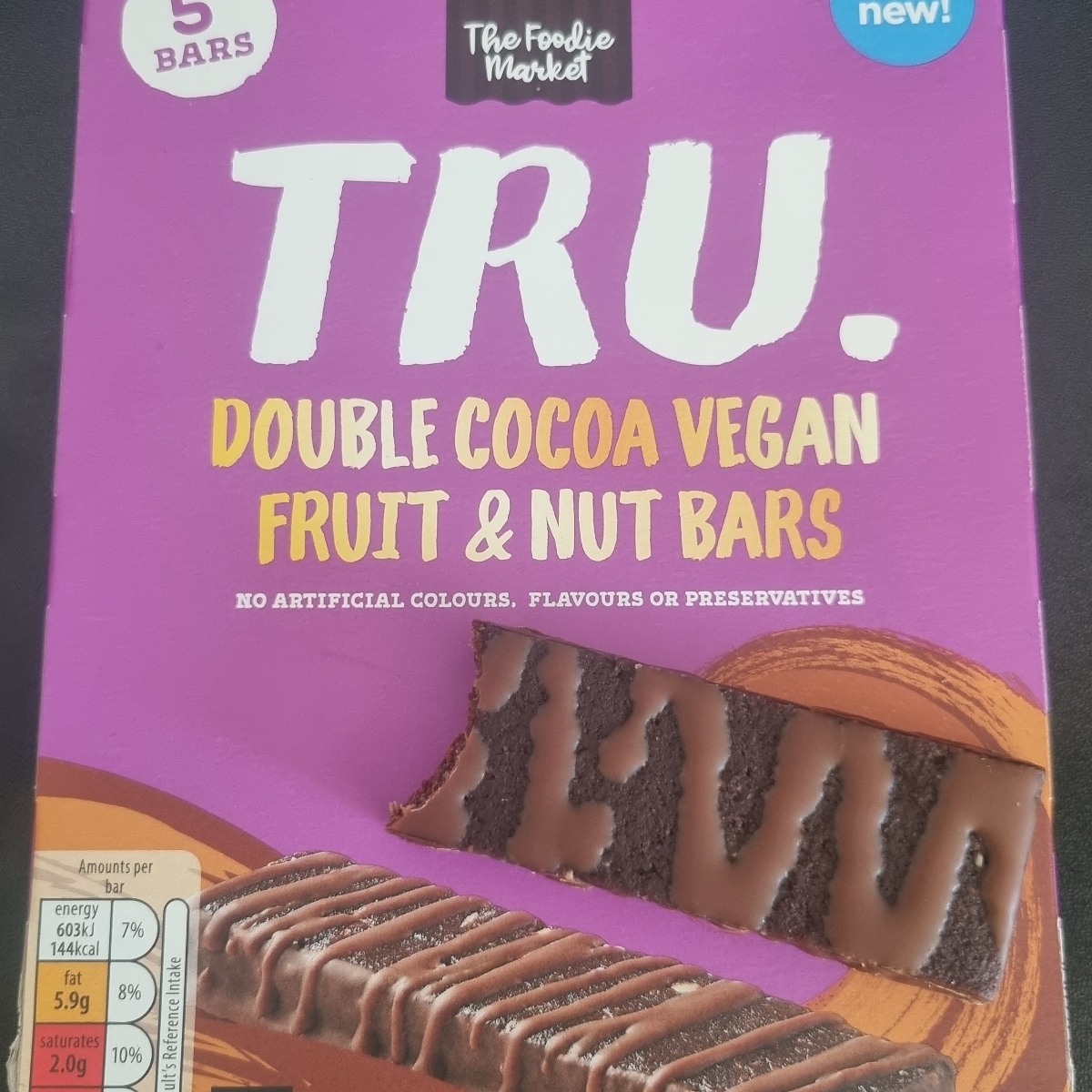 Tru Double cocoa vegan fruit & nut bars from The Foodie Market - Vegan ...