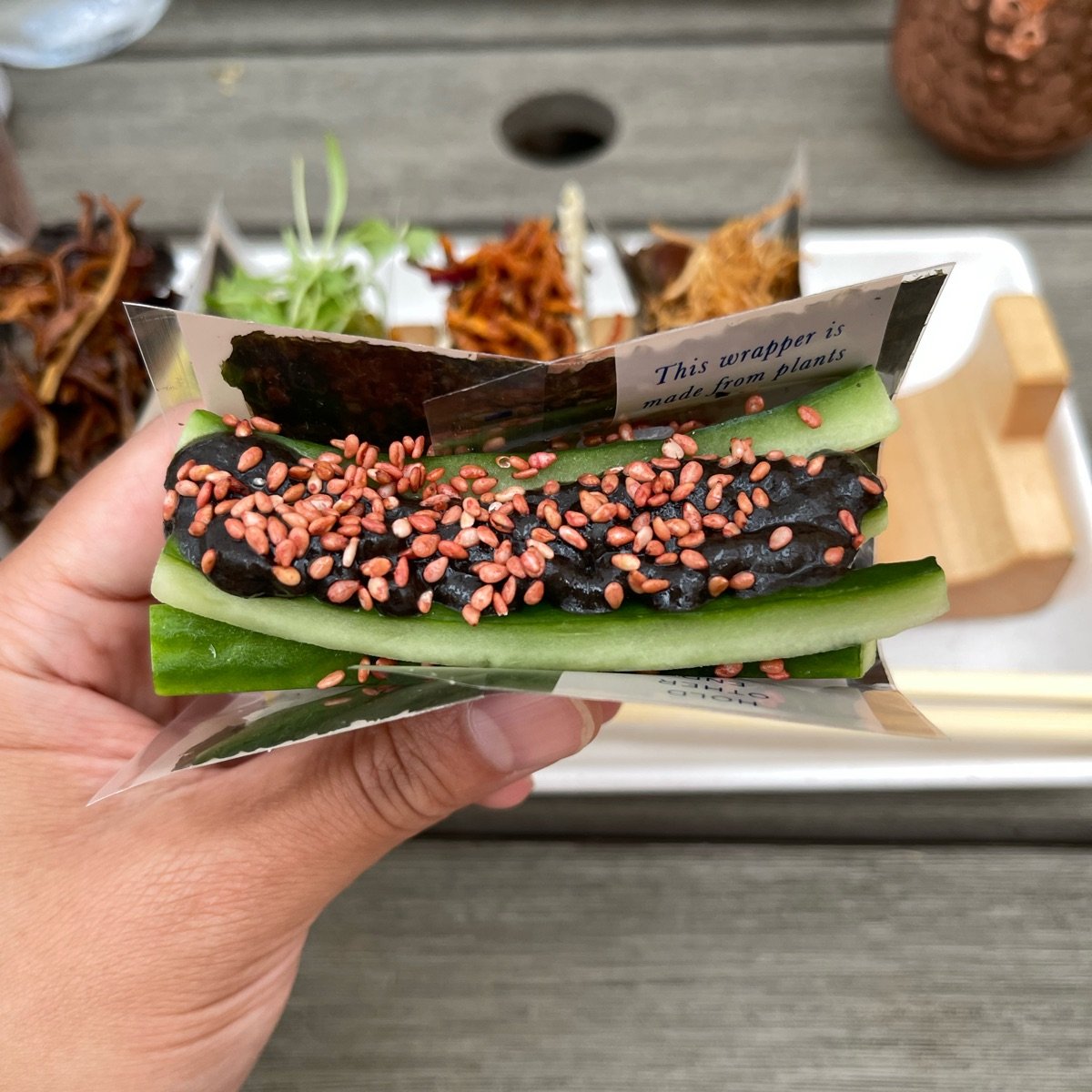 cucumber black sesame temaki at Nami Nori, New York - Vegan Dish ...