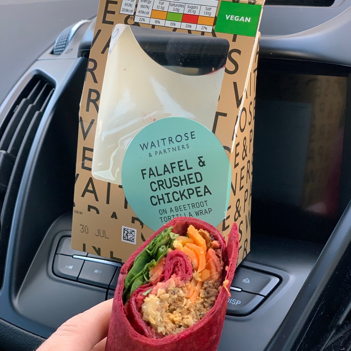 Falafel and crushed chickpea in beetroot wrap from Waitrose - Vegan ...