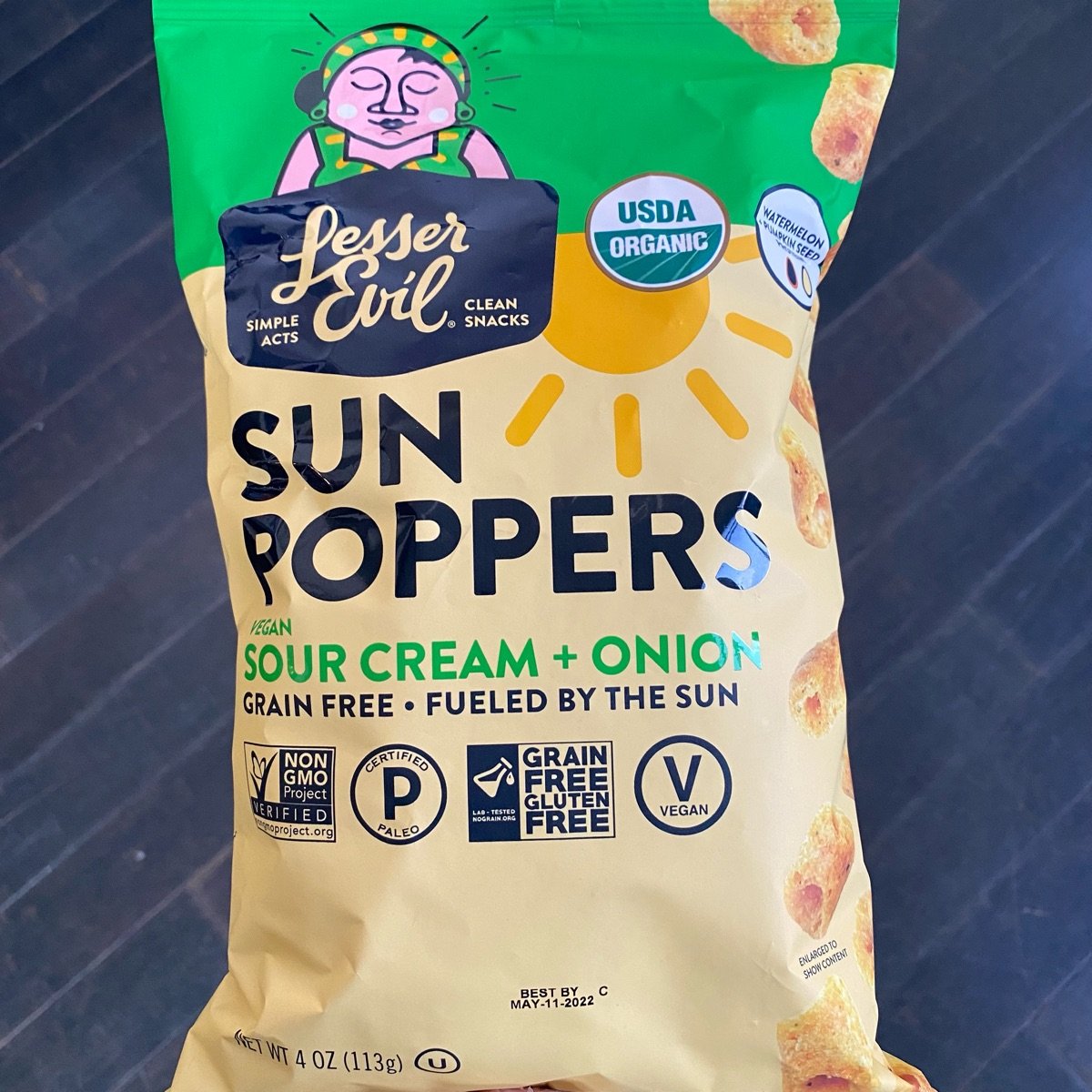 Lesser Evil Snacks Sun poppers sour cream and onion Reviews | abillion