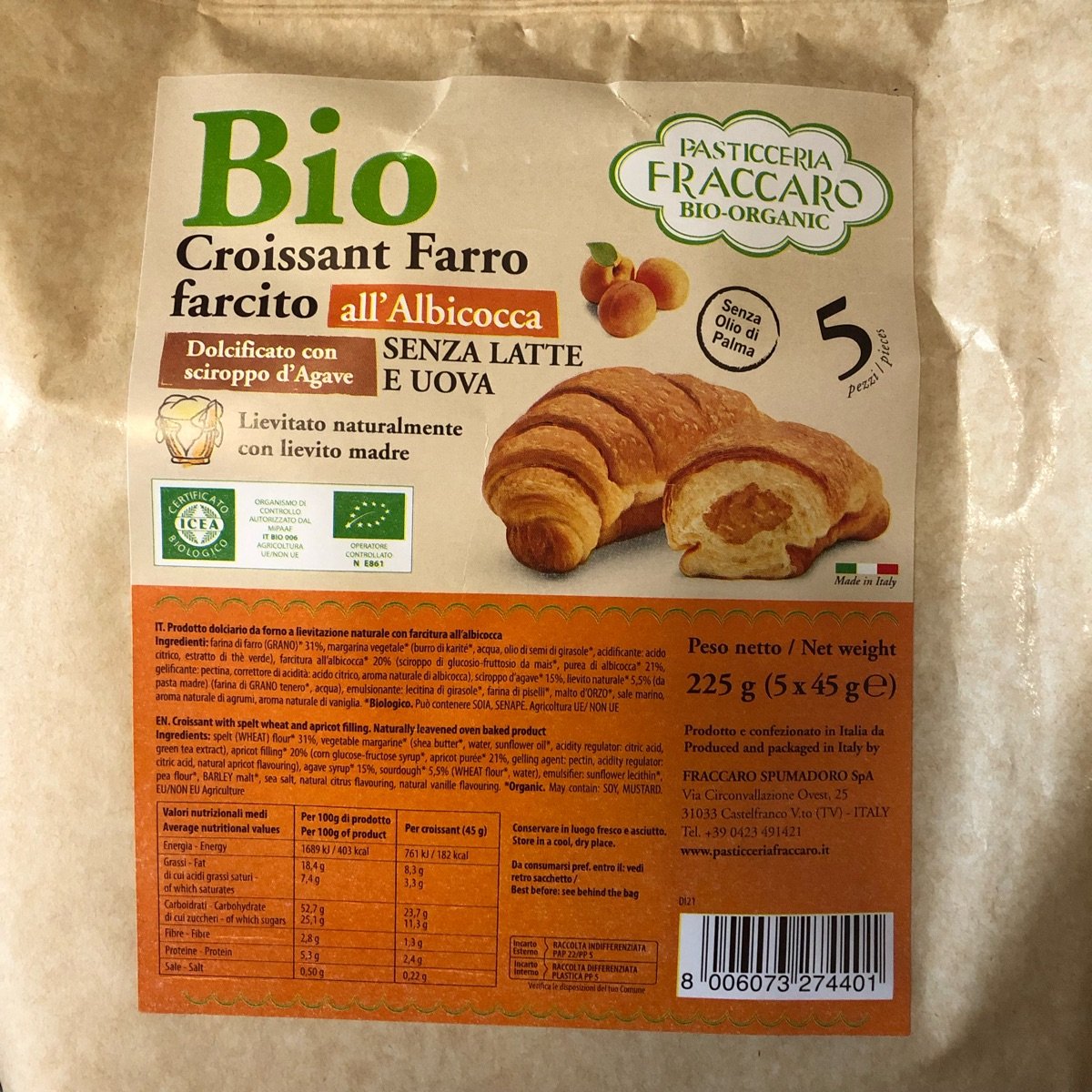 Croissant farro farcito all’Albicocca from Pasticceria Fraccaro - Vegan ...