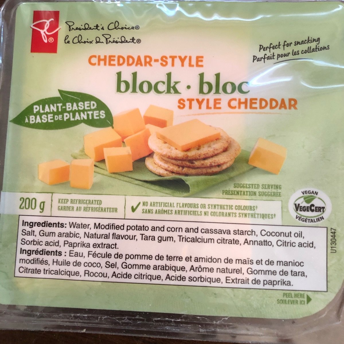 Cheddar-style block Style Cheddar from President's Choice - Vegan ...