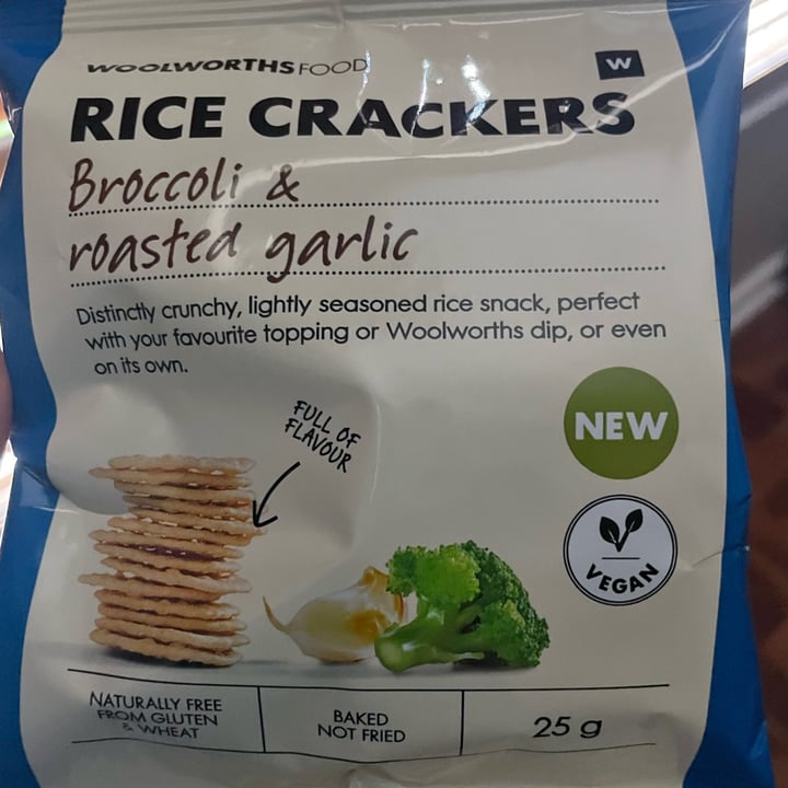Woolworths Food Rice crackers broccoli and roasted garlic Review | abillion