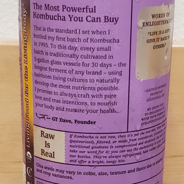 grape chia from GT’s Living Foods - Vegan Product Reviews & Ratings ...