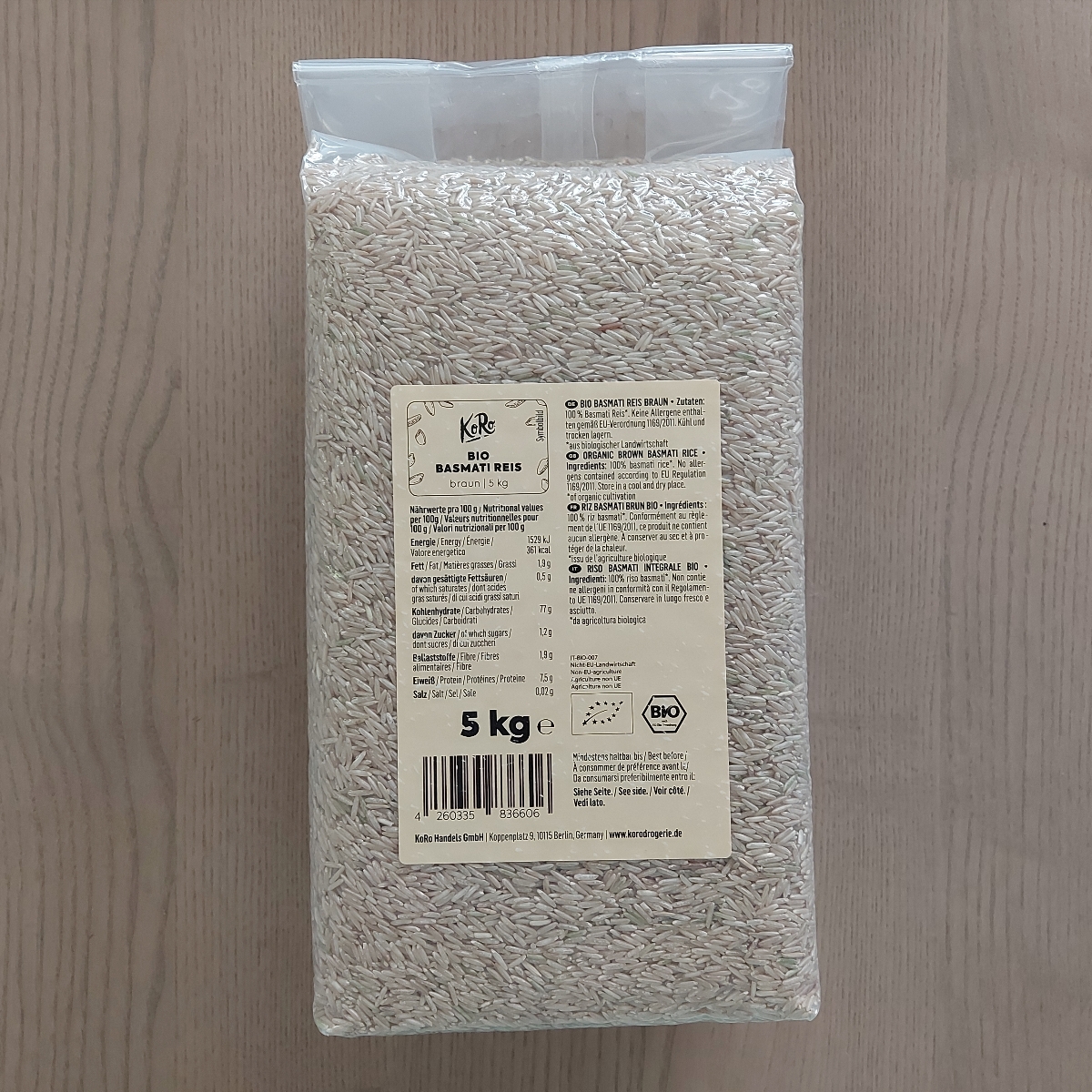 Organic Brown Basmati Rice 5 Kg from Koro - Vegan Product Reviews ...
