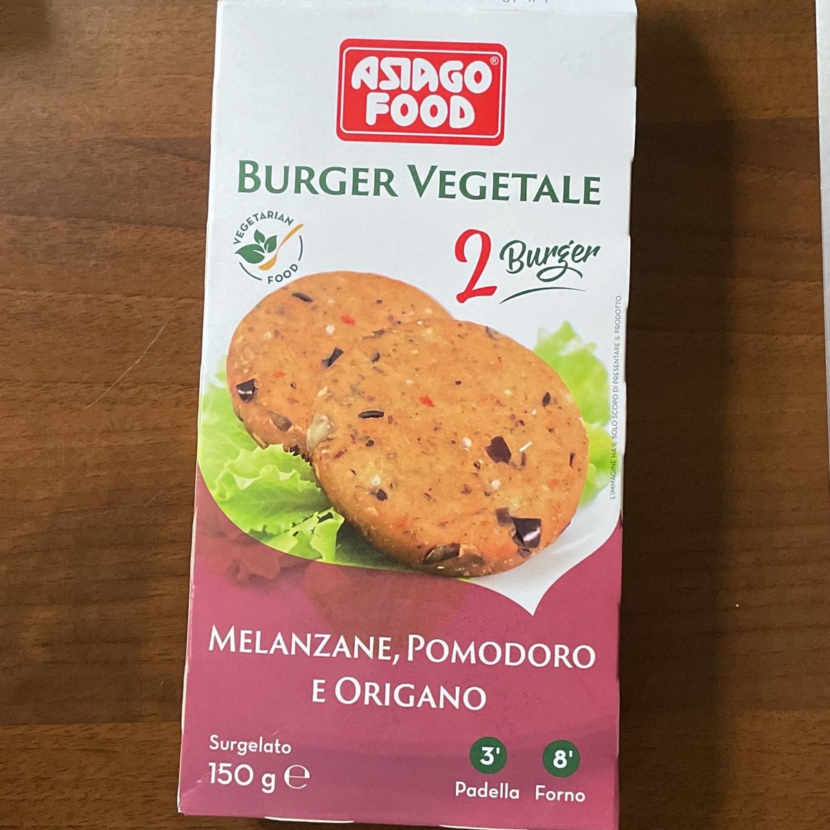 Burger vegetale melanzane, Pomodoro E Origano from Asiago food - Vegan ...