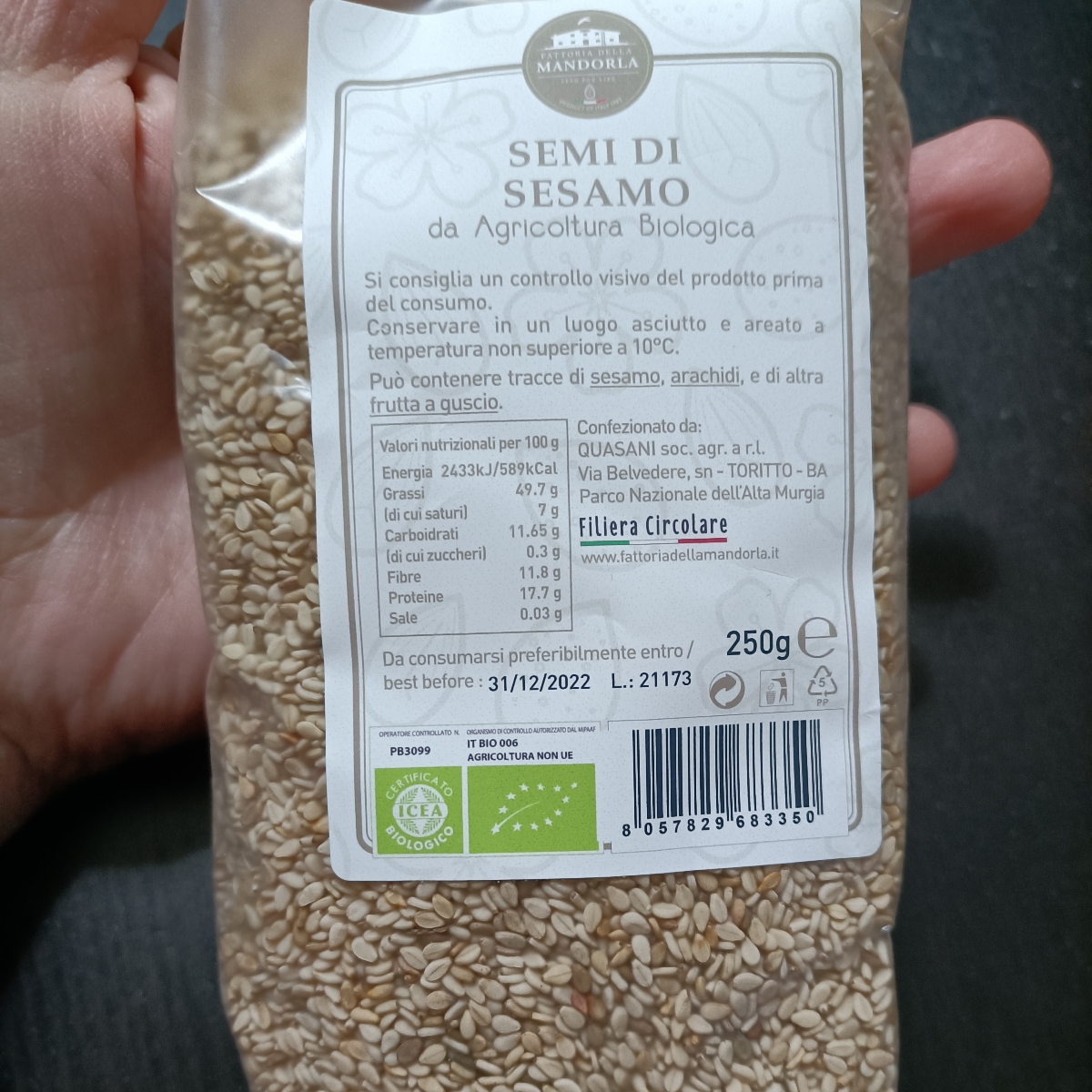 Semi di sesamo from La fattoria della mandorla - Vegan Product Reviews & Ratings | abillion