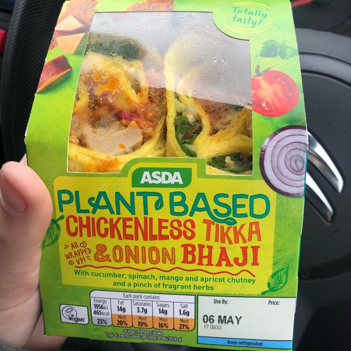 Asda Plant Based Chickenless tikka and onion bhaji wrap Review | abillion