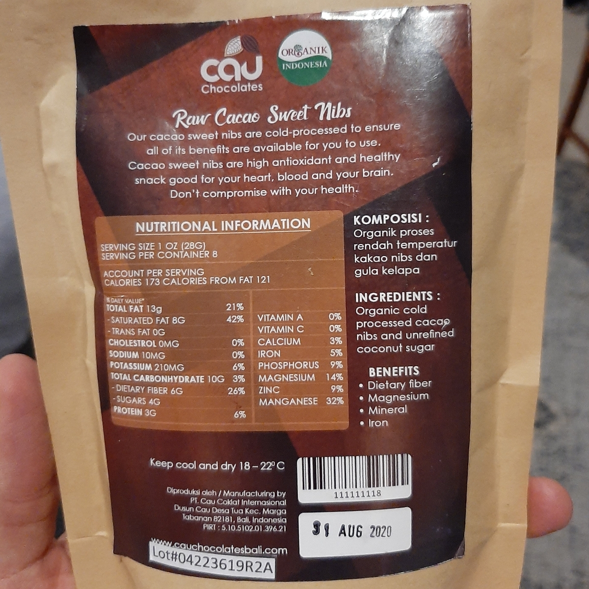 Raw Cacao Sweet Nibs from Cau Chocolates Bali - Vegan Product Reviews ...