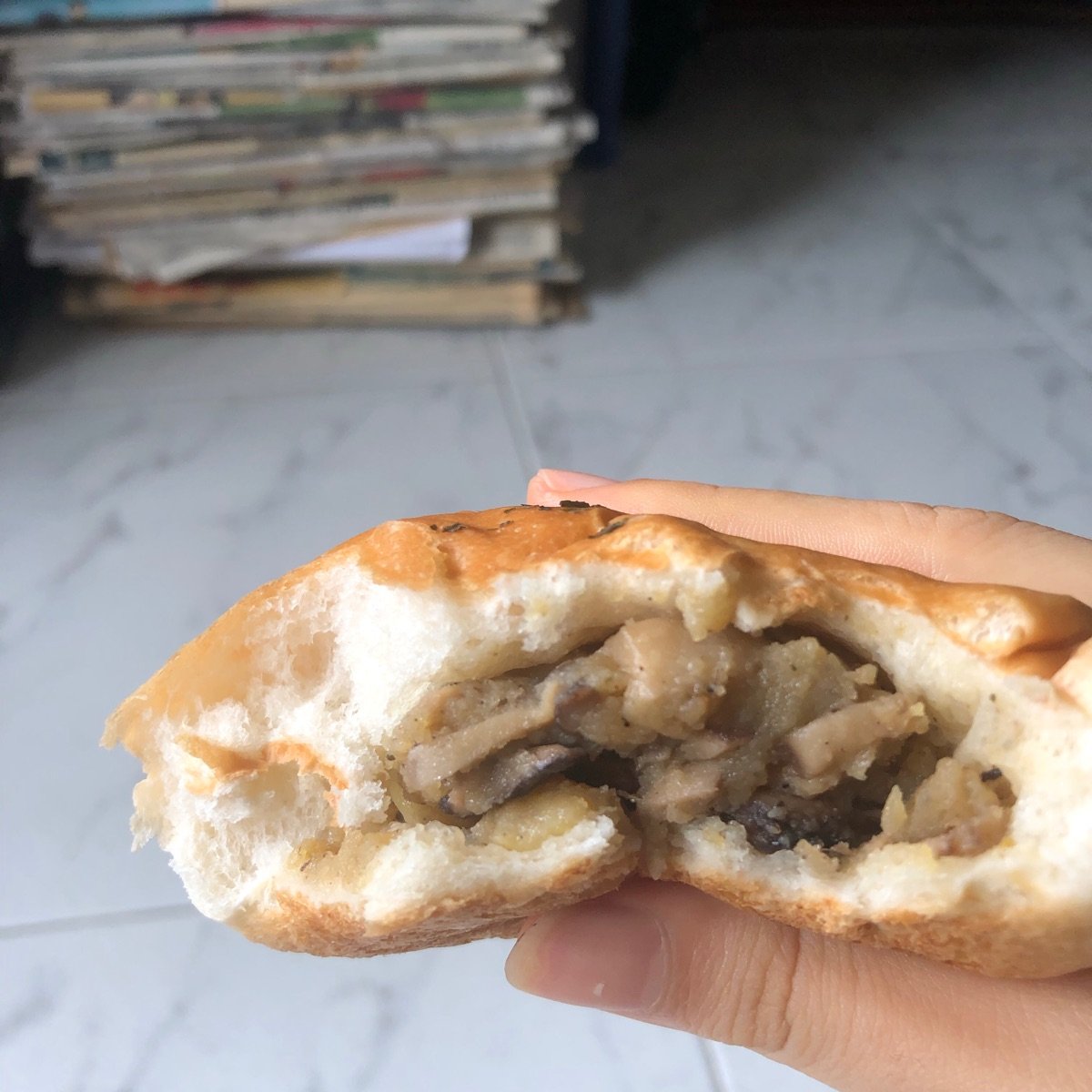 Mushroom chestnut bun at Almond Bakery (Vegetarian), Singapore - Vegan ...