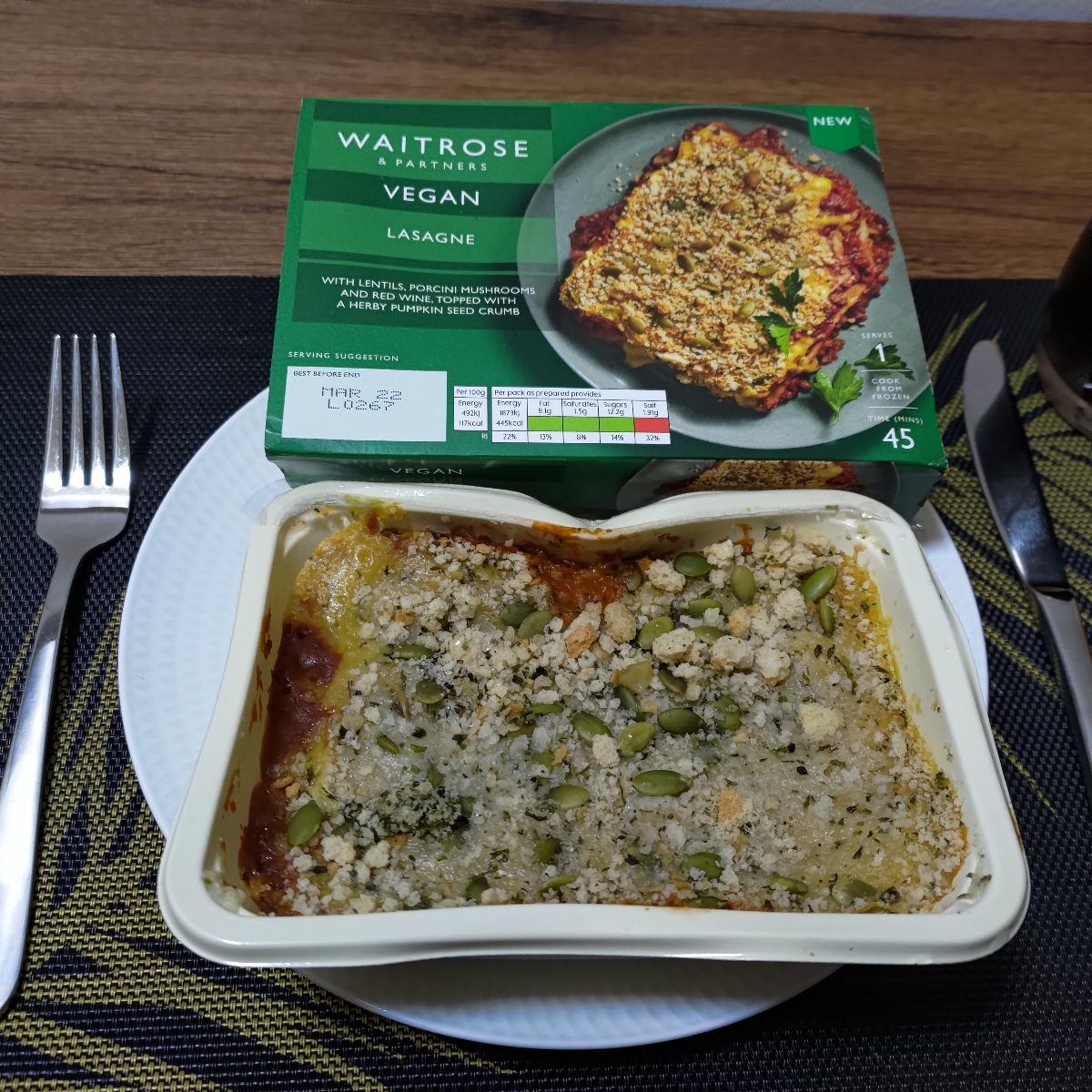 Lasagne from Waitrose - Vegan Product Reviews & Ratings | abillion