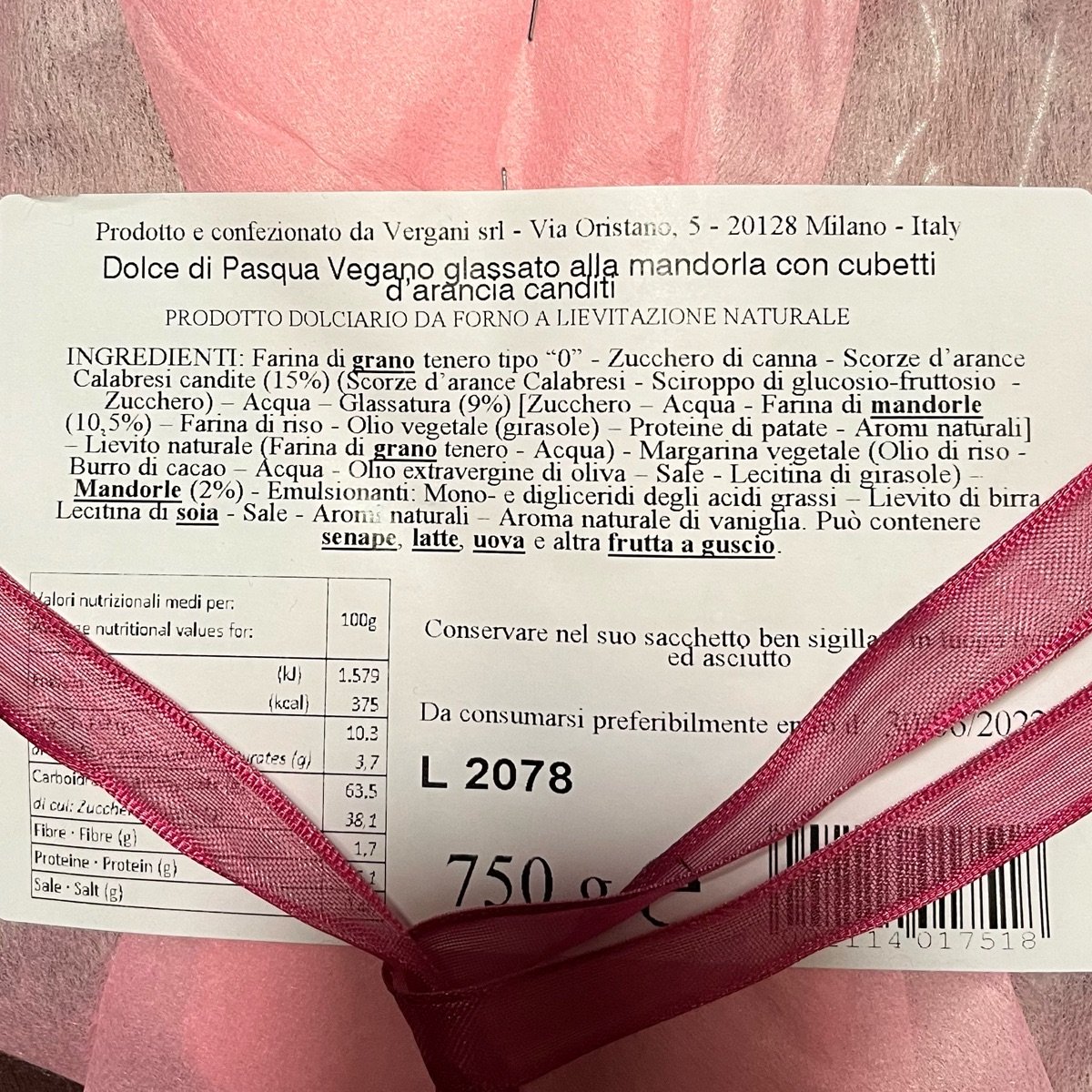 Colomba pasquale from Vergani - Vegan Product Reviews & Ratings | abillion
